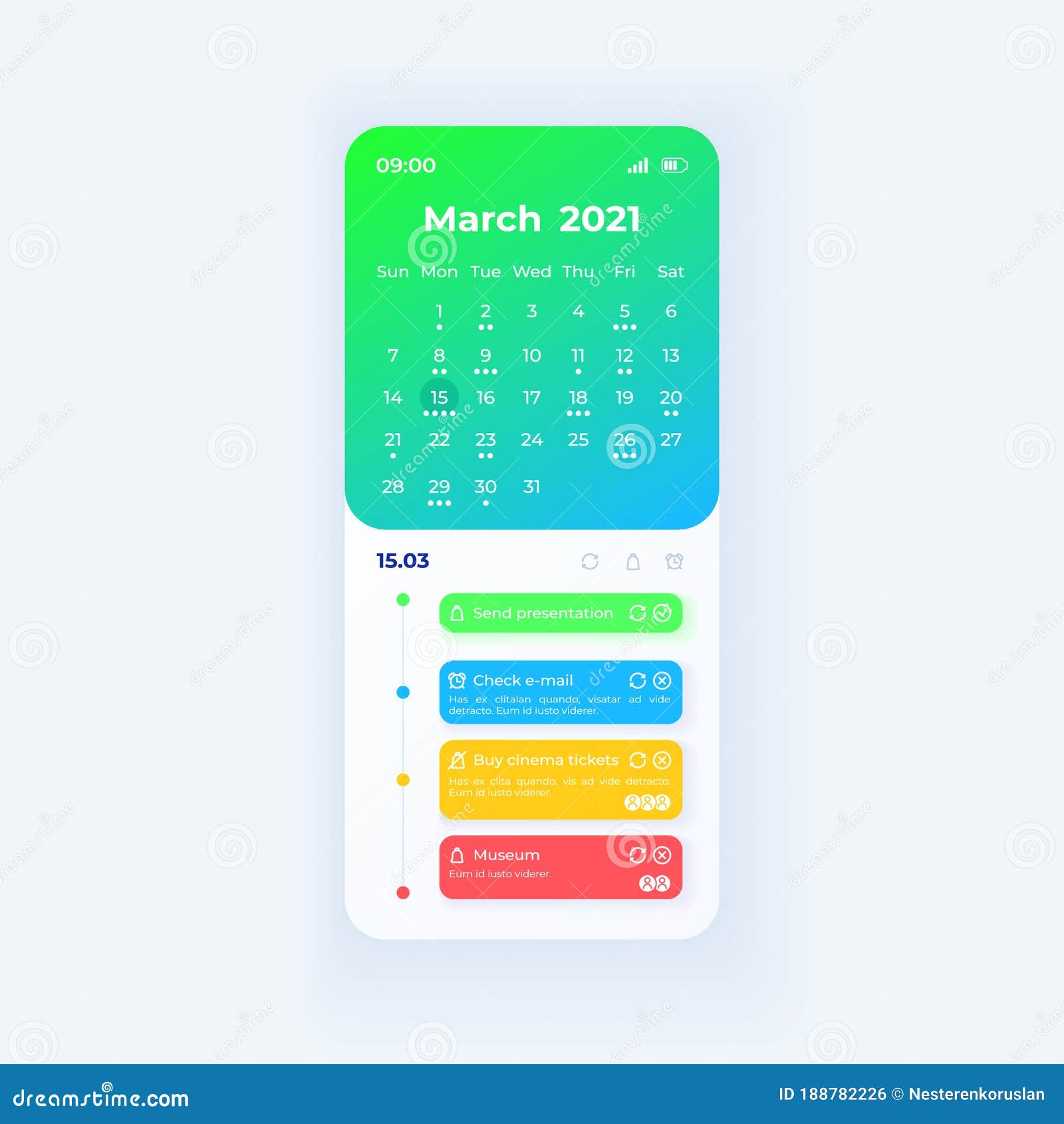 Calendar Smartphone Interface Vector Template Stock Vector ...