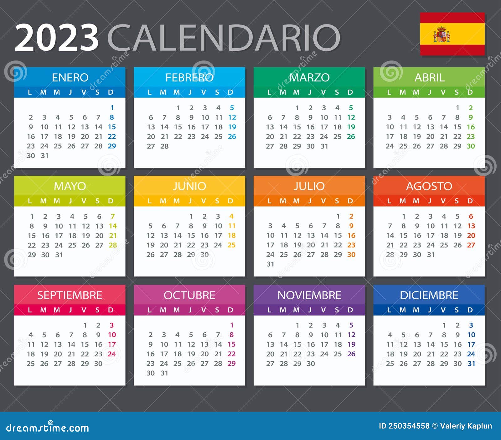 2023 Calendar Spanish - Vector Illustration - Spanish Version Stock ... 2023 Calendar Spanish - Vector Illustration - Spanish Version Stock ...