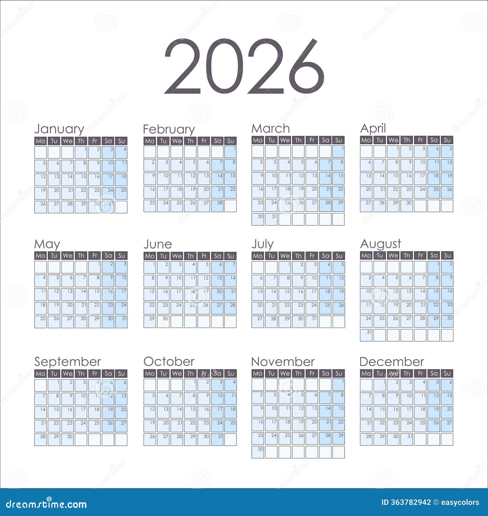 Calendar 2026 Template Set And 2027 Year Minimal Background, Wall ...