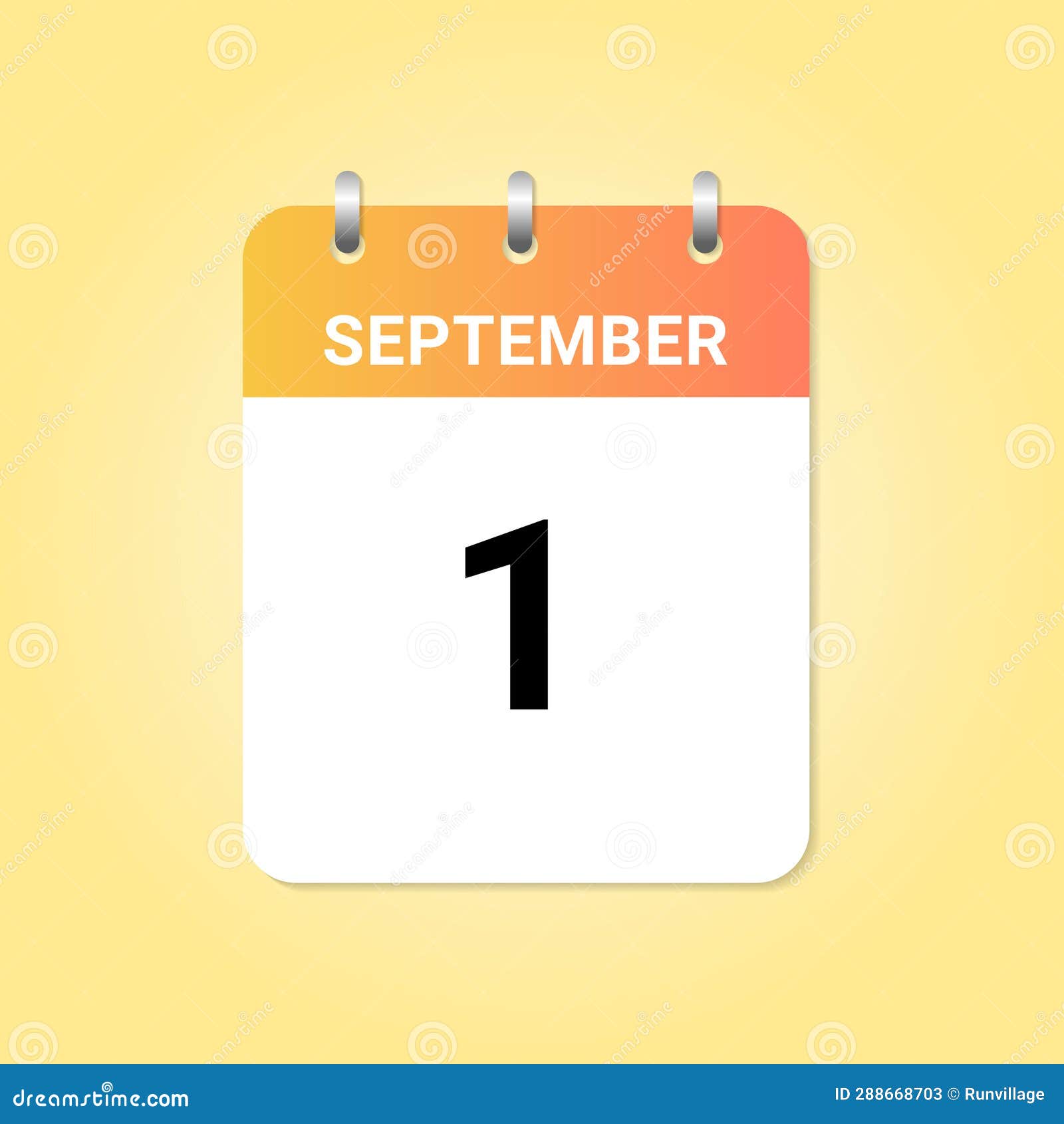 Daily Calendar 1st of September Month on White Paper Note Stock ...