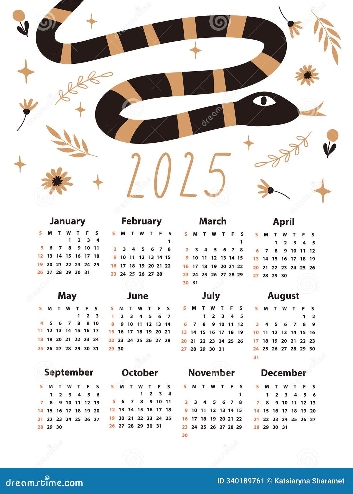 Calendar 2024 Starting from Sunday. Vector Illustrations Stock Illustration - Illustration of ...