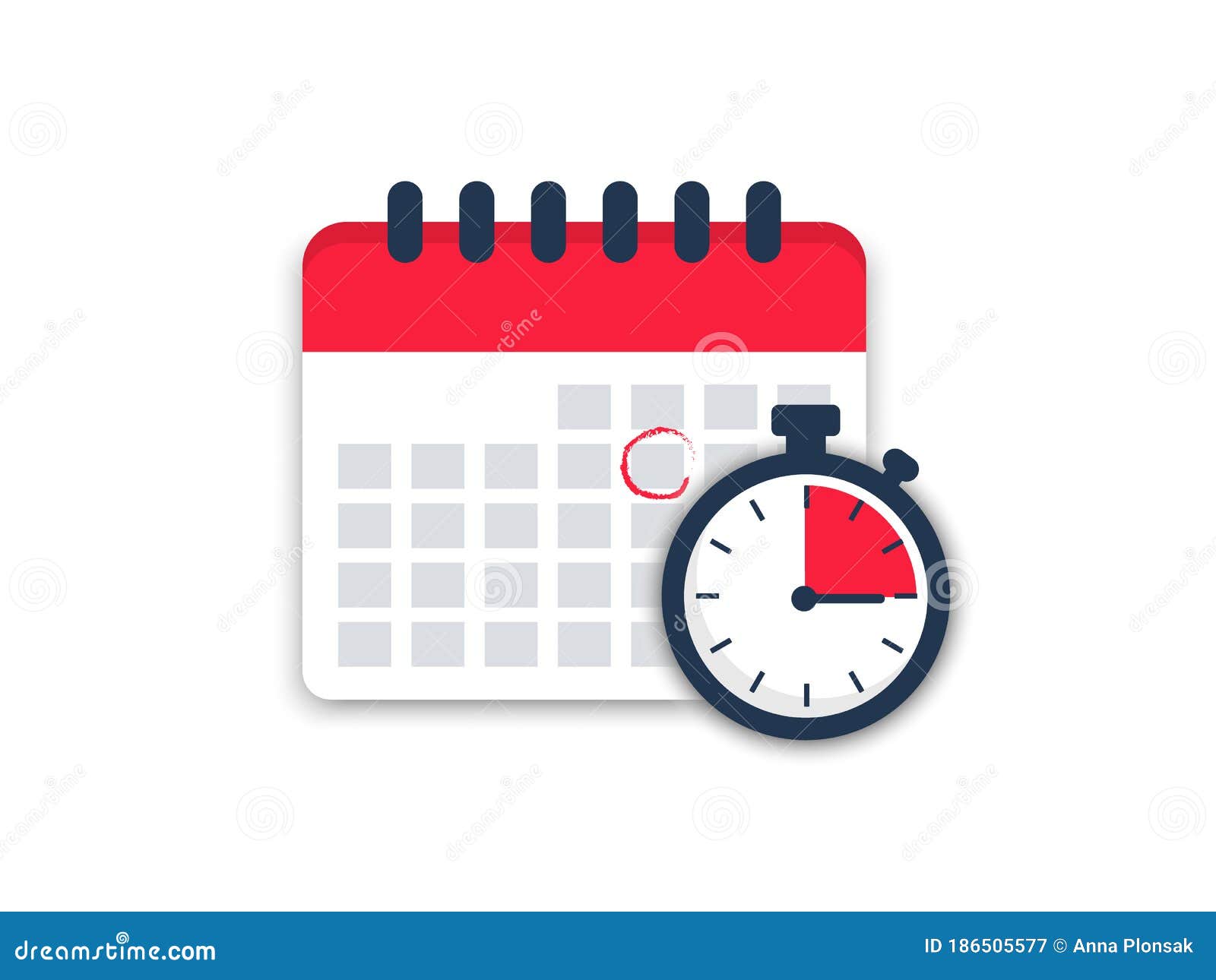 Calendar with Stopwatch. Planning Schedule. Vector Flat Icon Stock ...