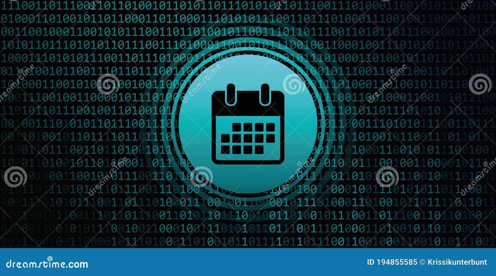 Calendar Symbol on Binary Code Background Digital Data Stock Vector ...