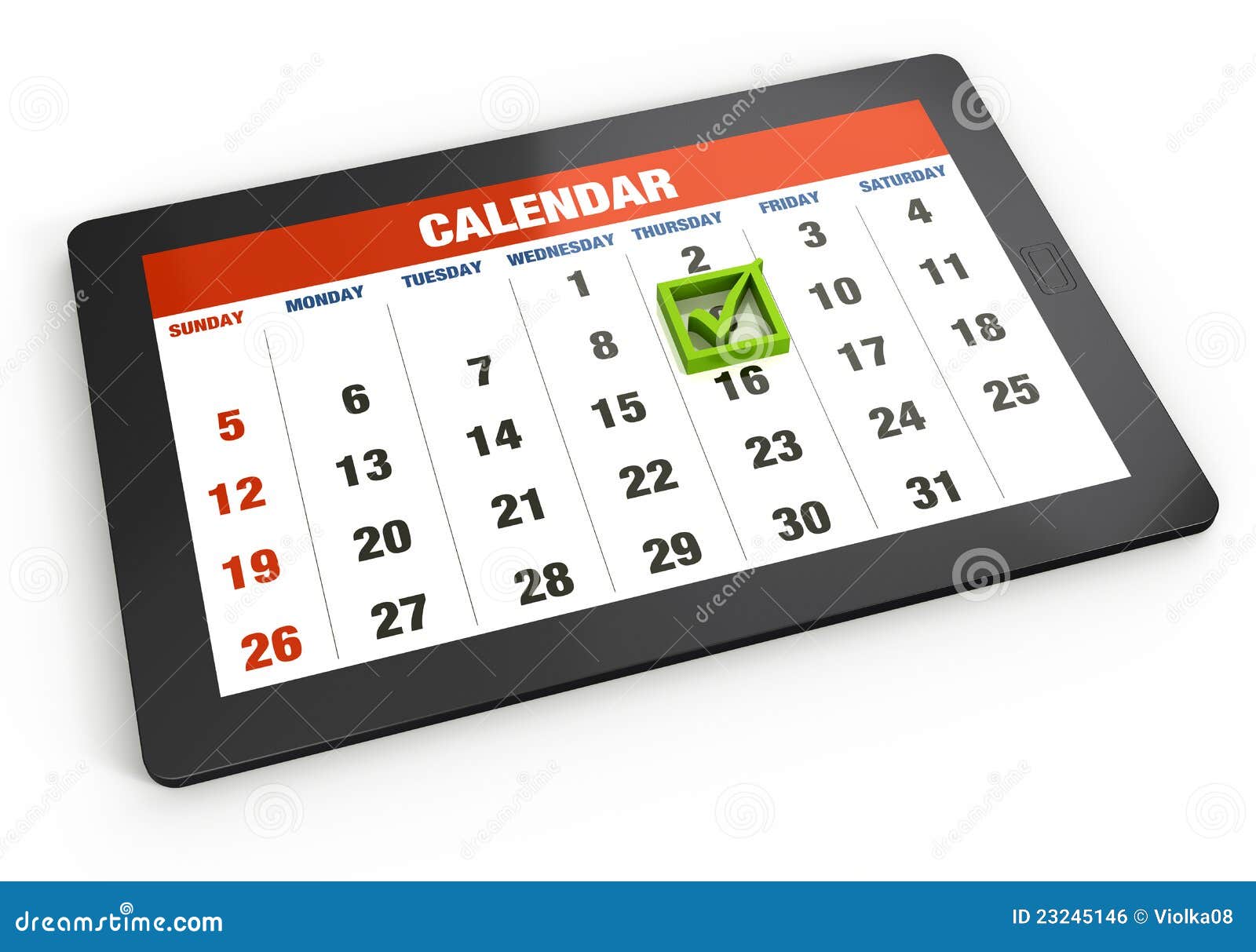 Calendar on tablet stock illustration. Illustration of numbers - 23245146