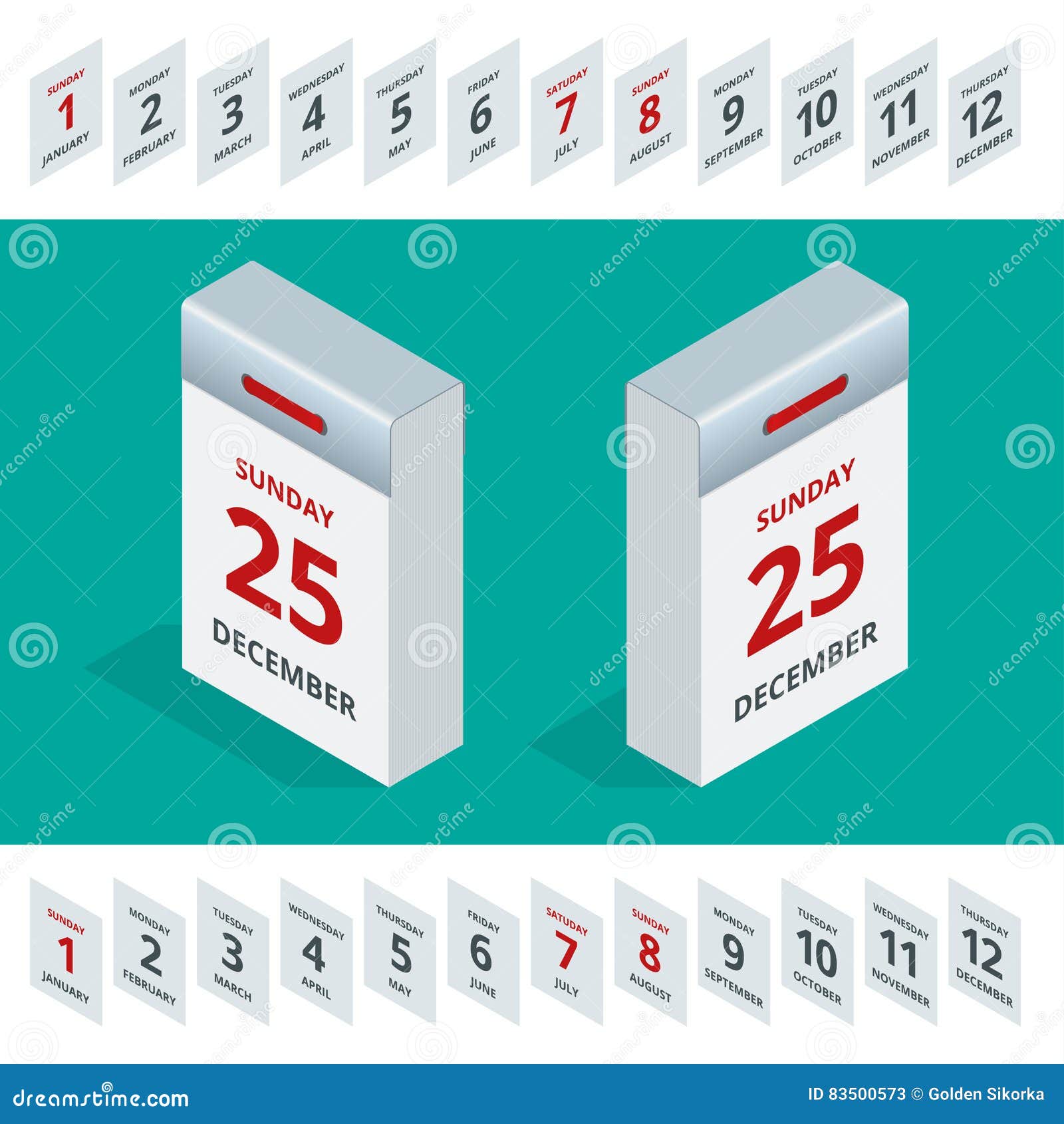 Calendar Tears Style Flat Leap Year 366 Days. Stock Vector ...