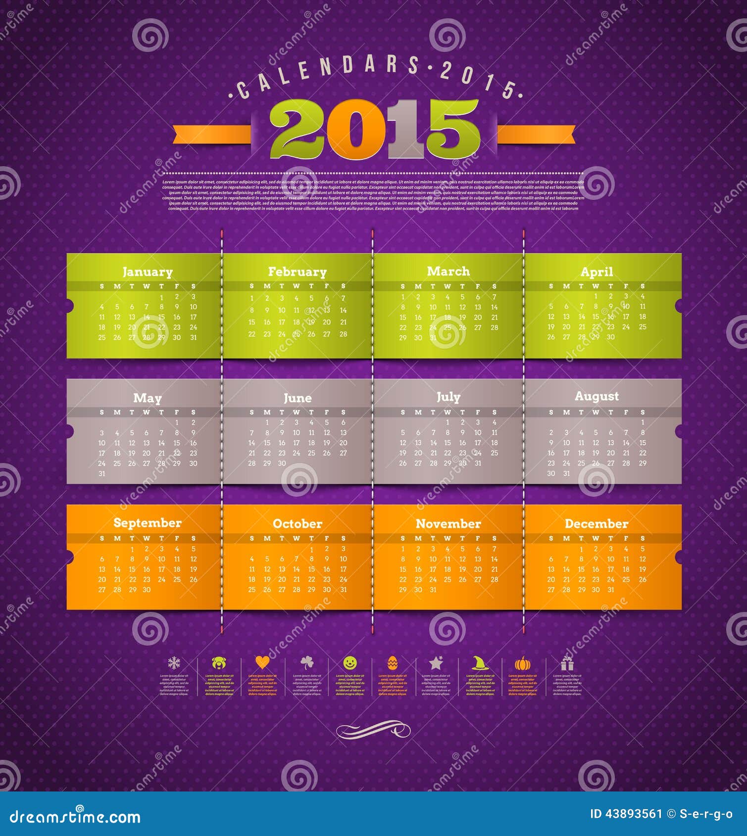 Calendar 2015 stock vector. Illustration of decor, diary - 43893561