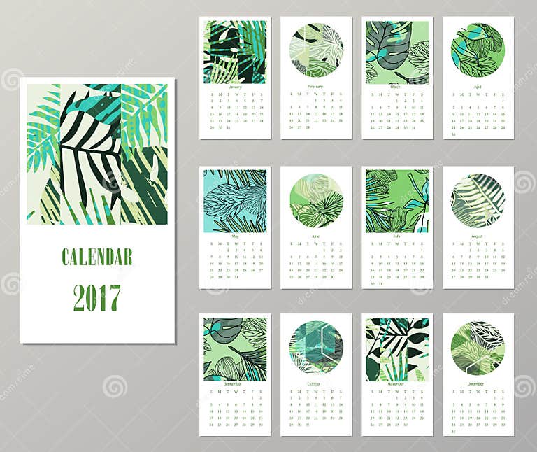 Calendar 2017. Templates with Creativetropical Textures. Stock ...