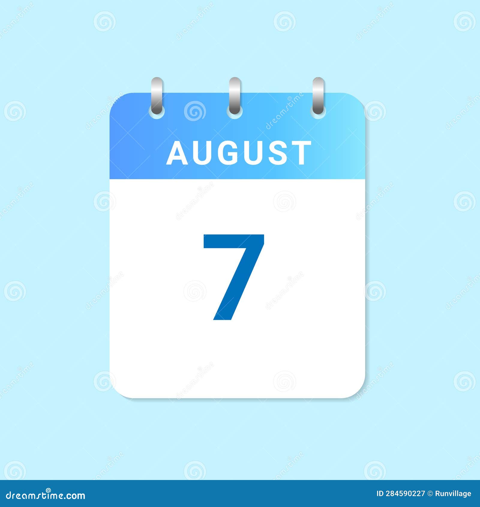 Daily Calendar 7th of August Month on White Paper Note Stock Vector ...