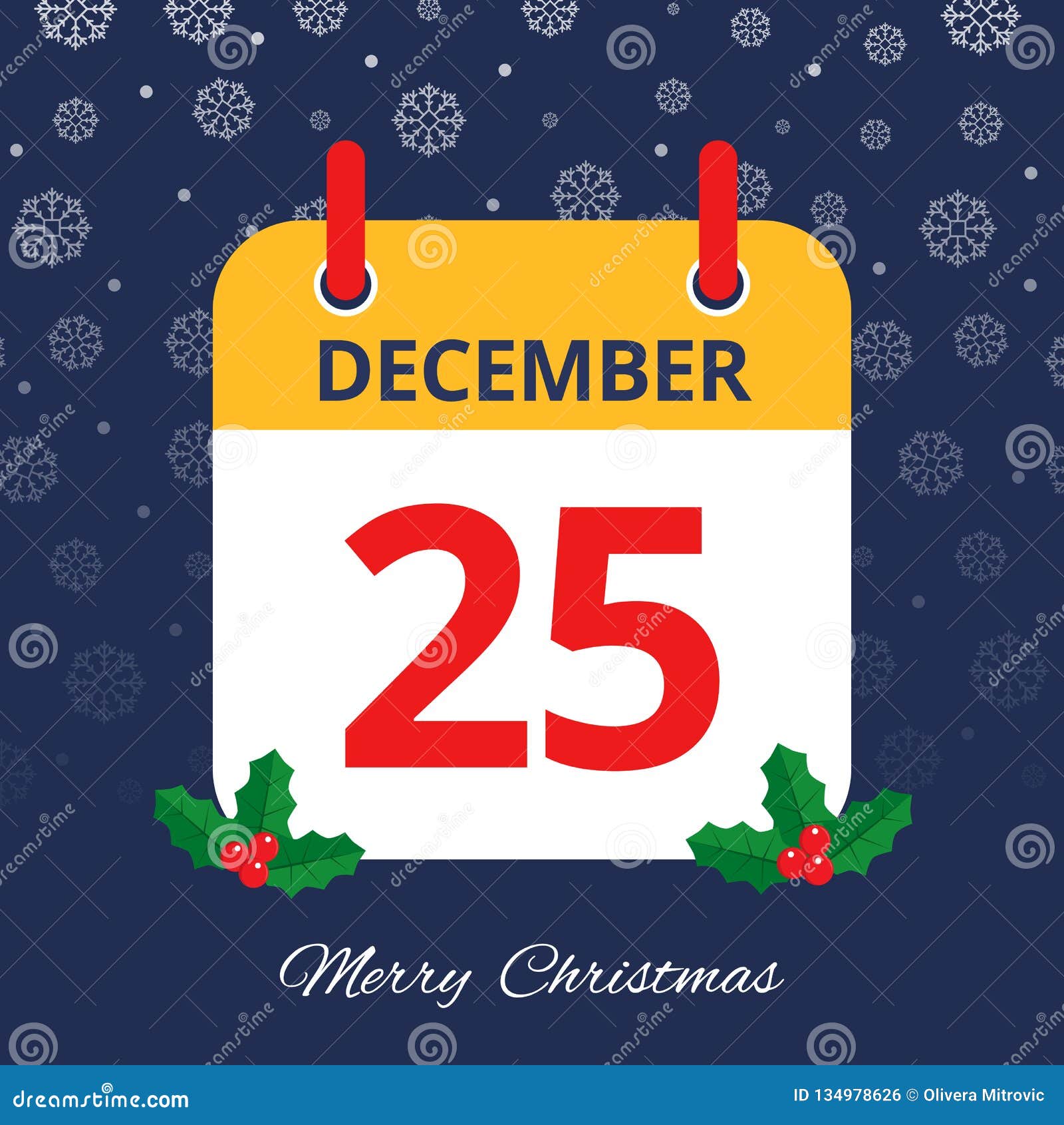 Calendar 25th of December stock vector. Illustration of christmas ...