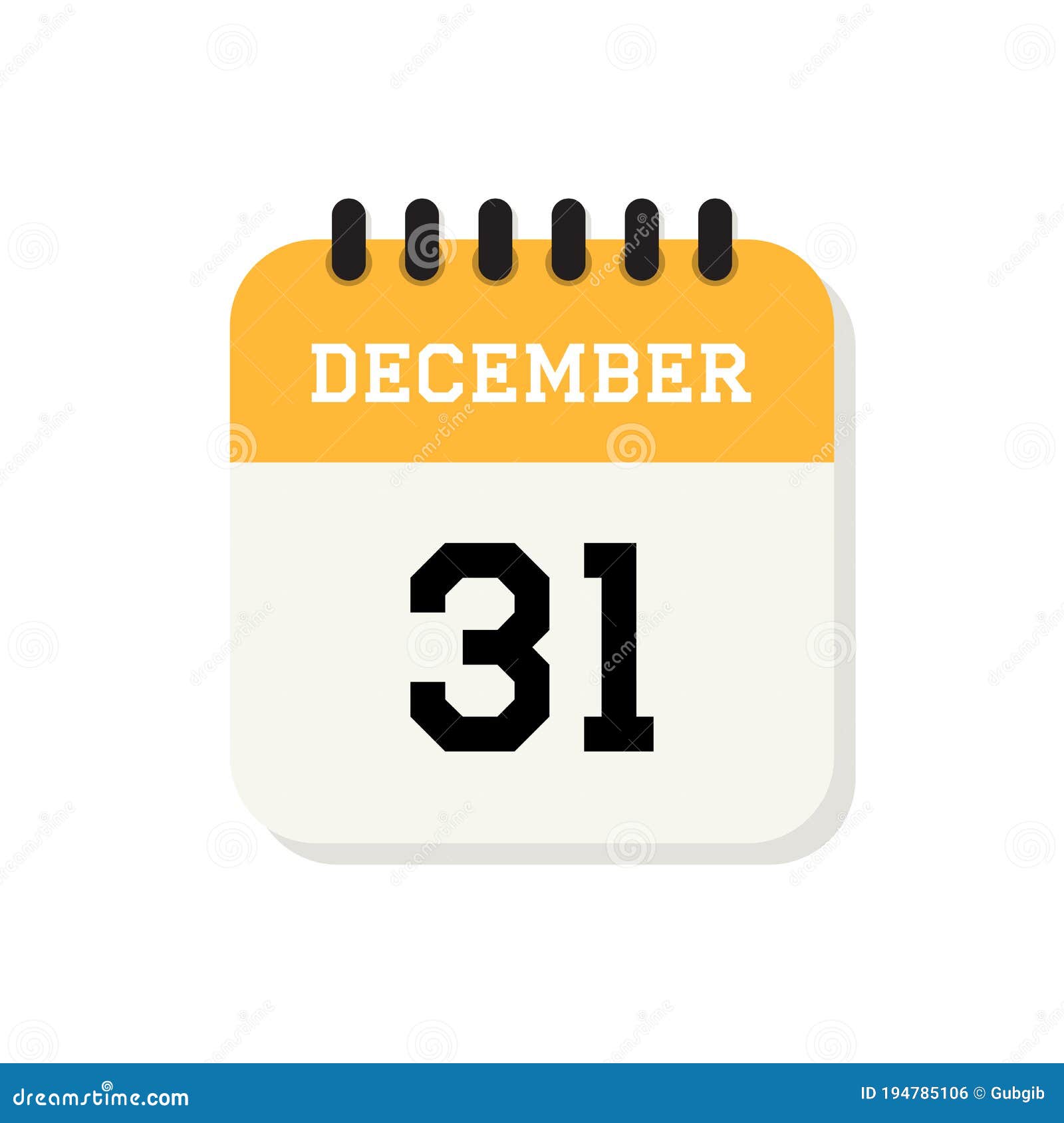 Calendar 31th of December Flat Icon on White Background Stock Vector ...