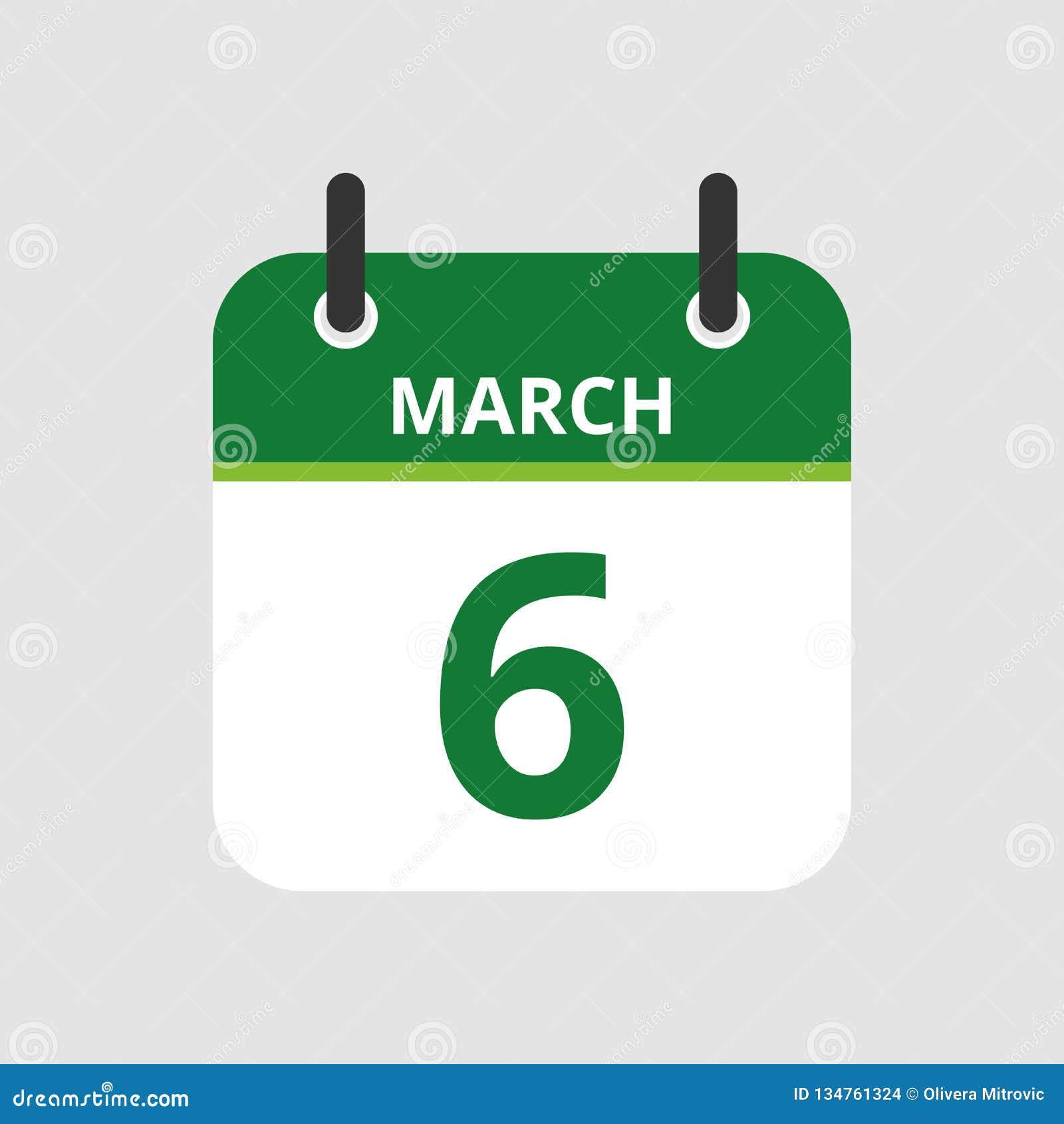 Calendar 6th of March stock vector. Illustration of lifestyle - 134761324