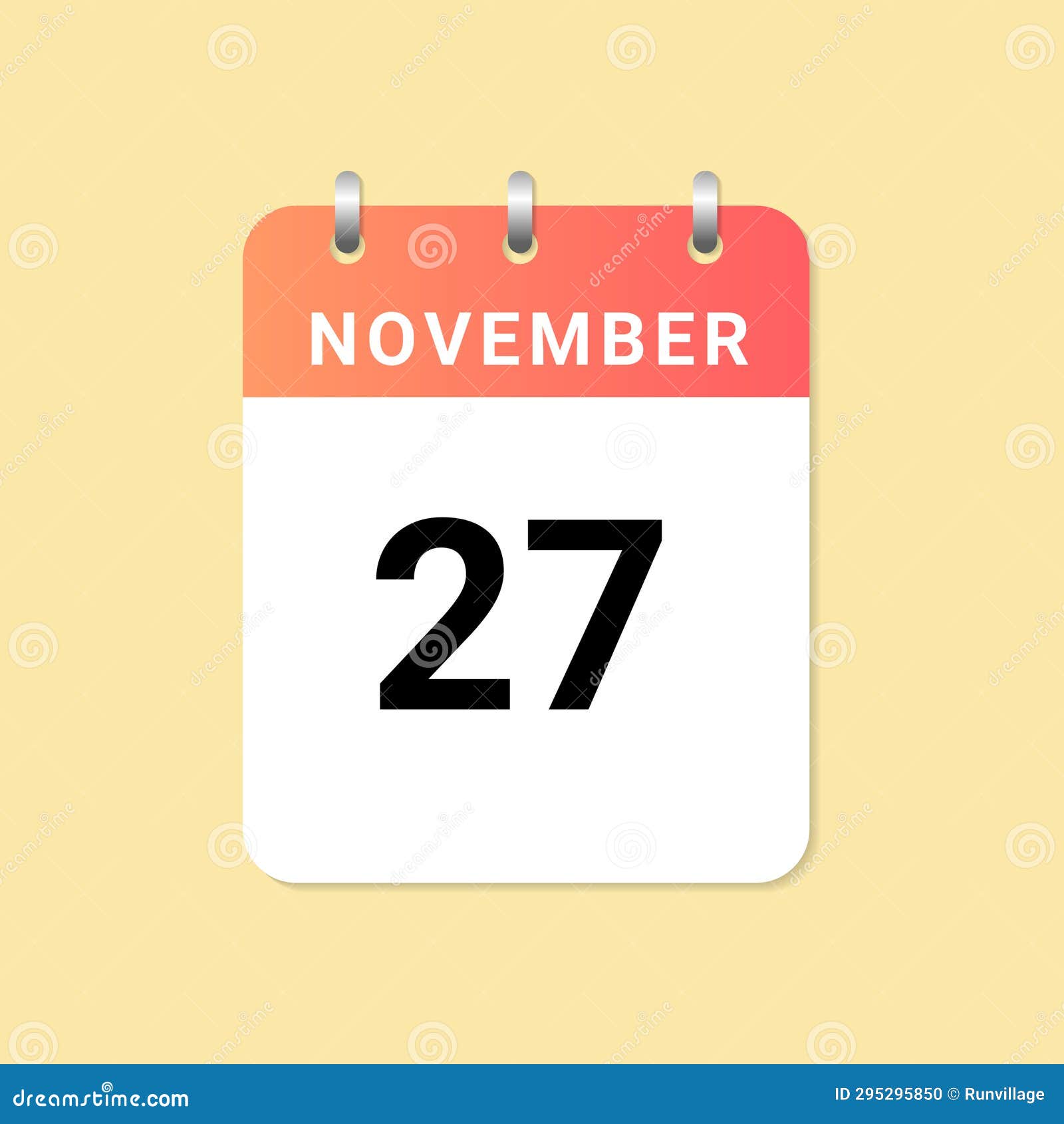 Daily Calendar 27th of November Month on White Paper Note Stock Vector ...