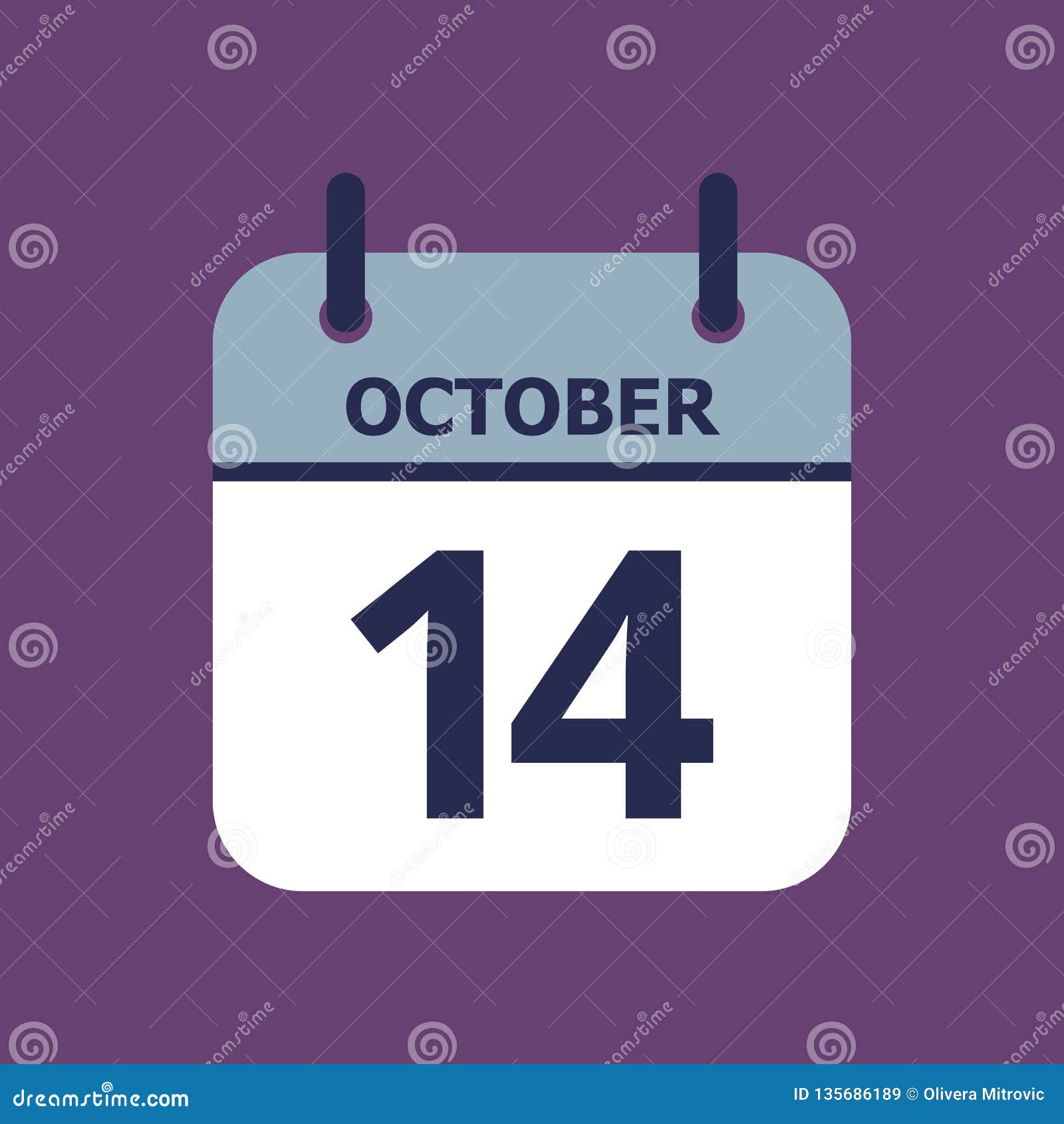 Calendar 14th of October stock vector. Illustration of fourteen - 135686189