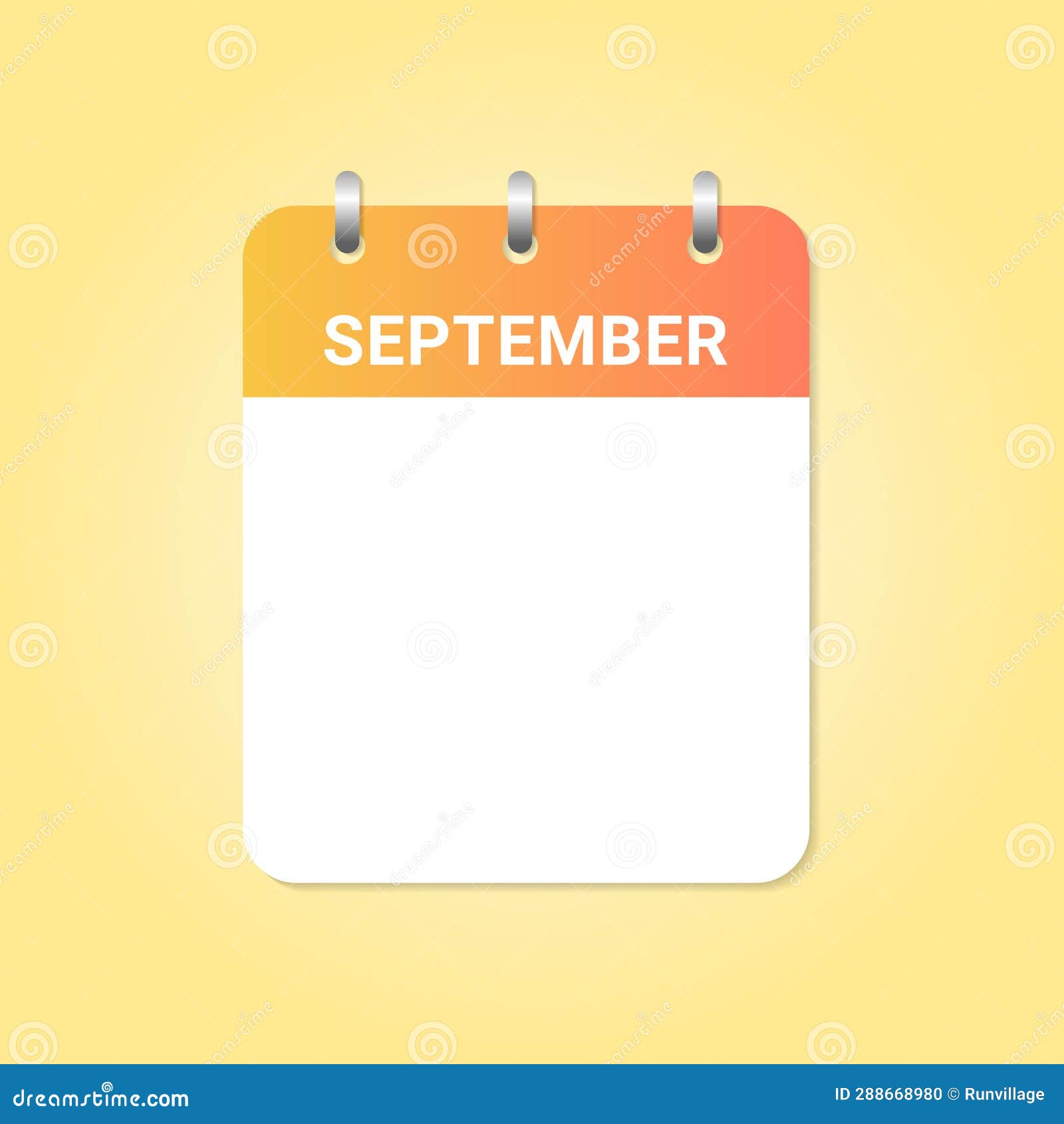 Daily Calendar Th of September Month on White Paper Note Stock Vector ...