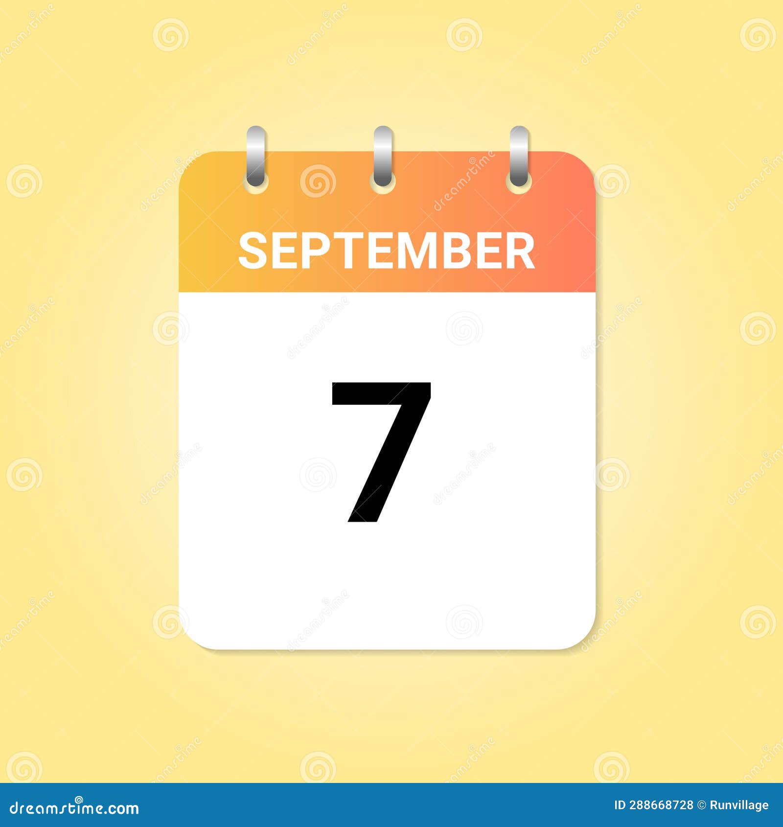 Daily Calendar 7th of September Month on White Paper Note Stock ...