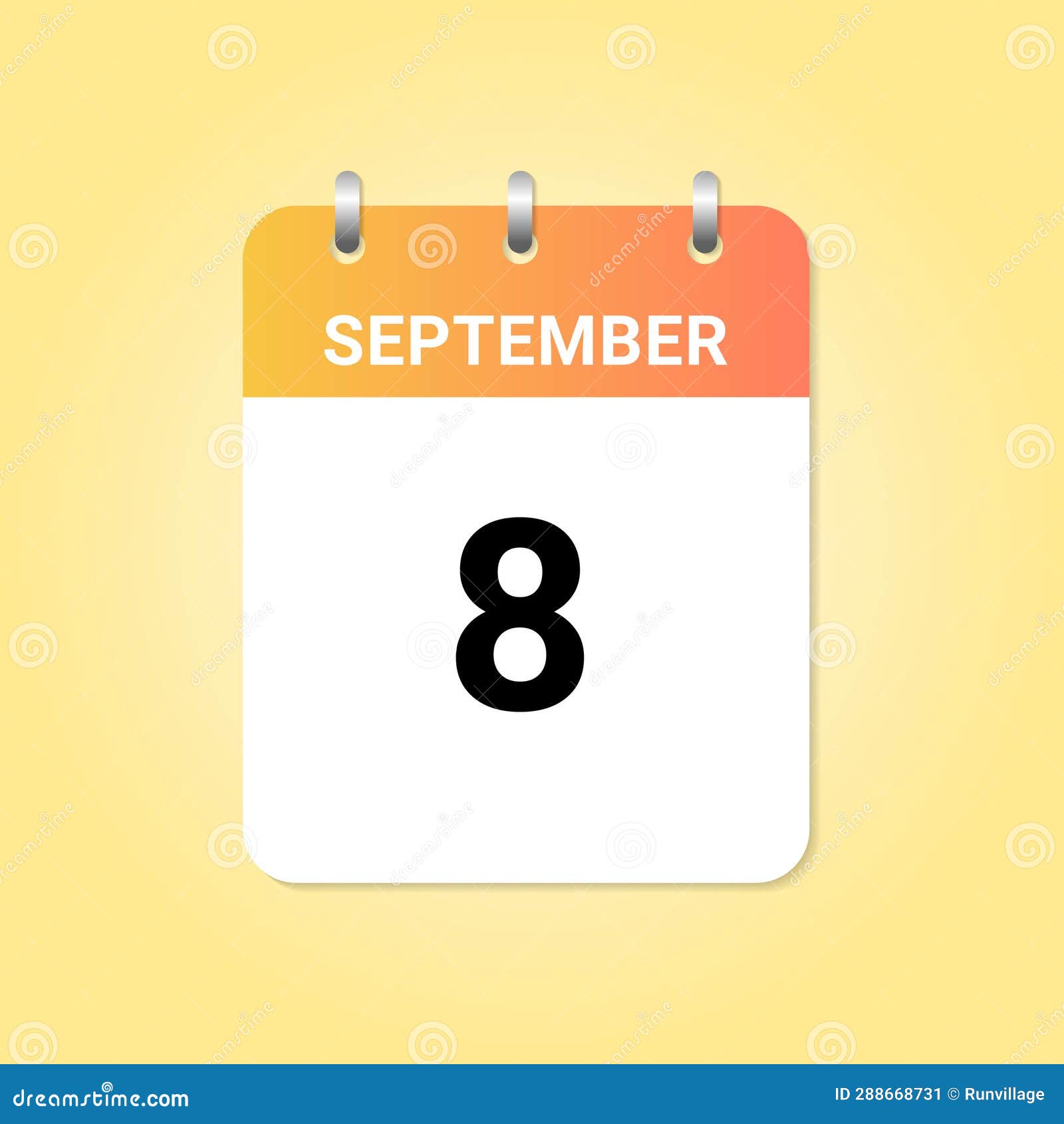 Daily Calendar 8th of September Month on White Paper Note Stock ...