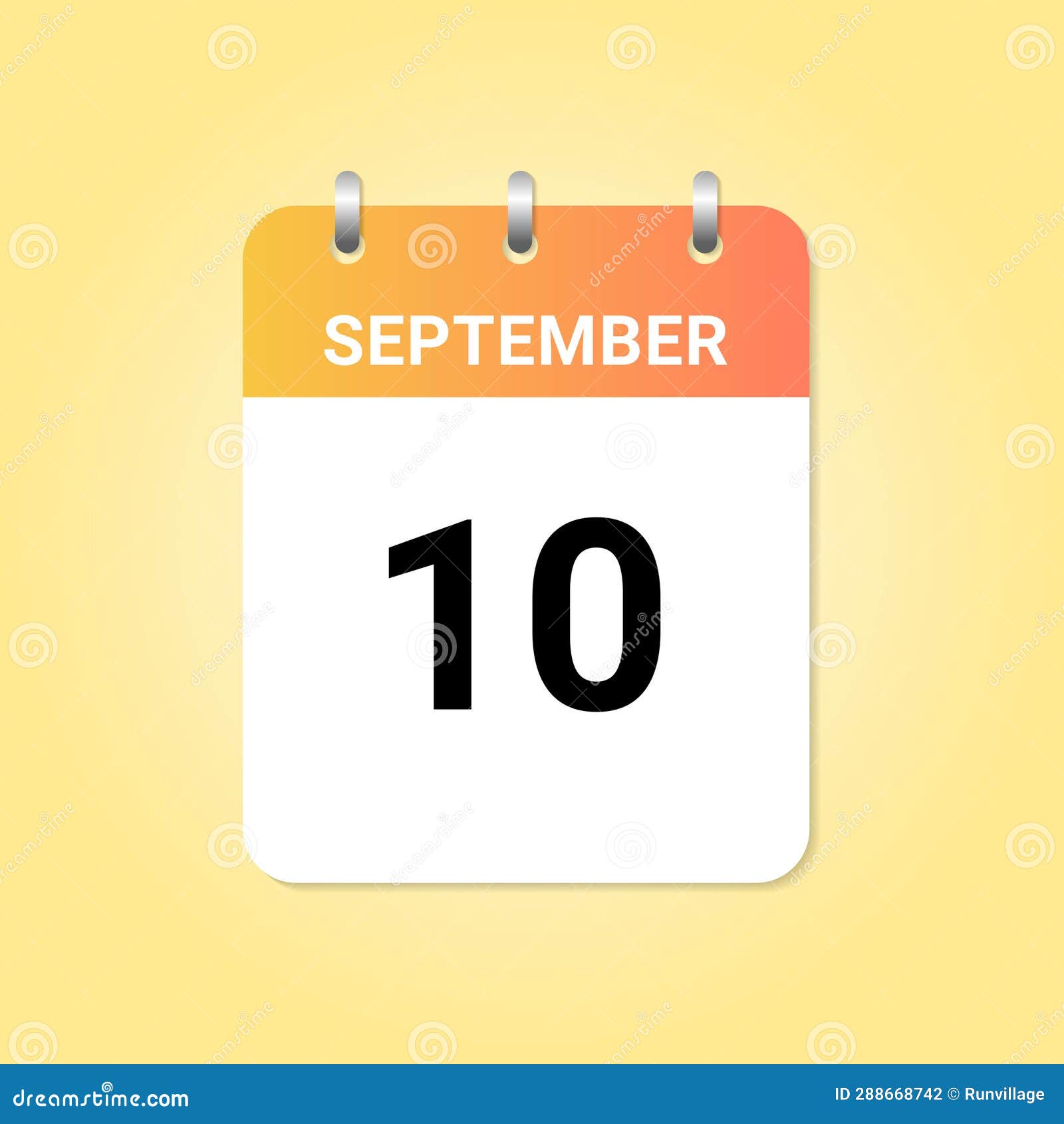 Daily Calendar 10th of September Month on White Paper Note Stock ...