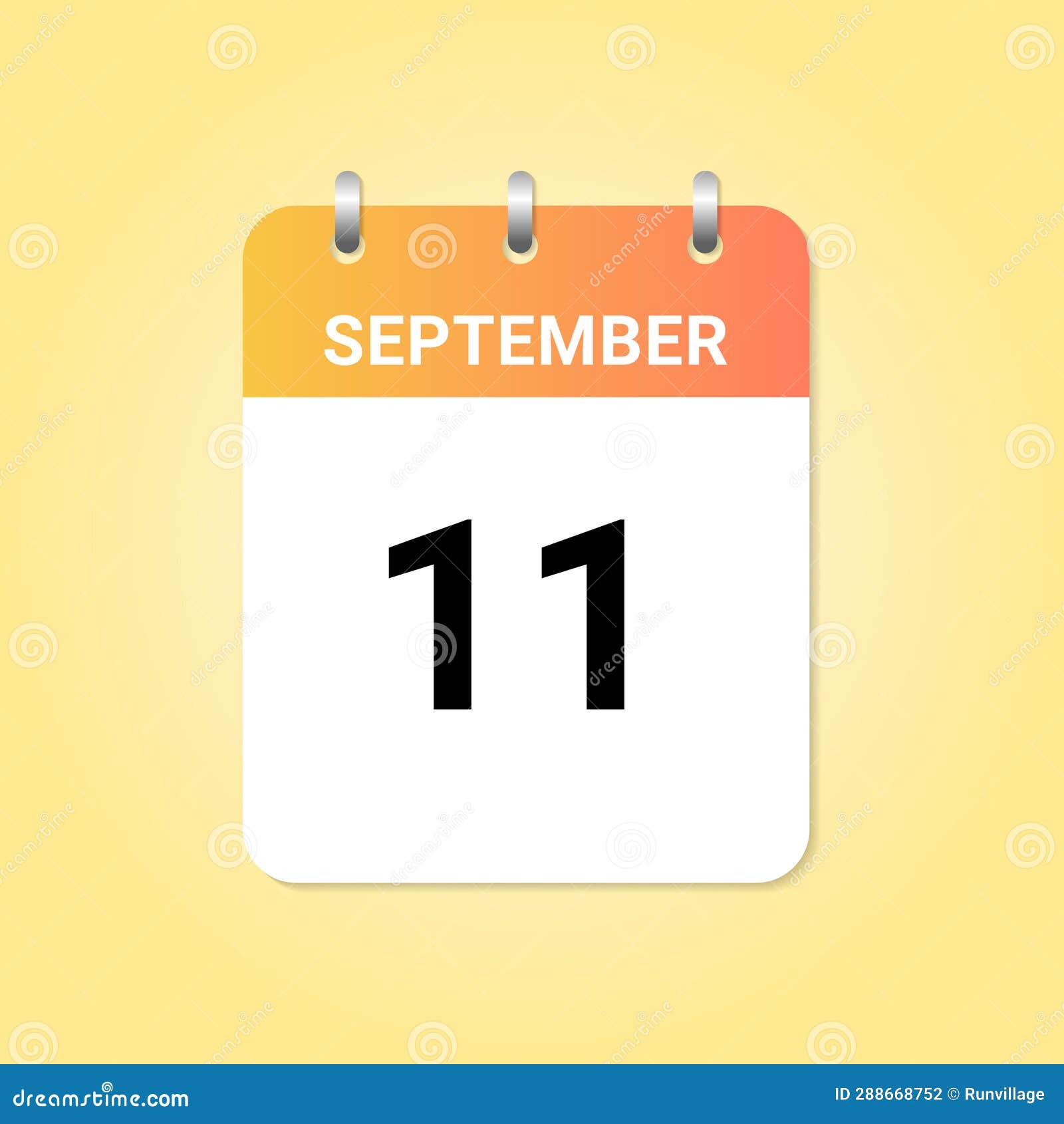 Daily Calendar 11th of September Month on White Paper Note Stock ...