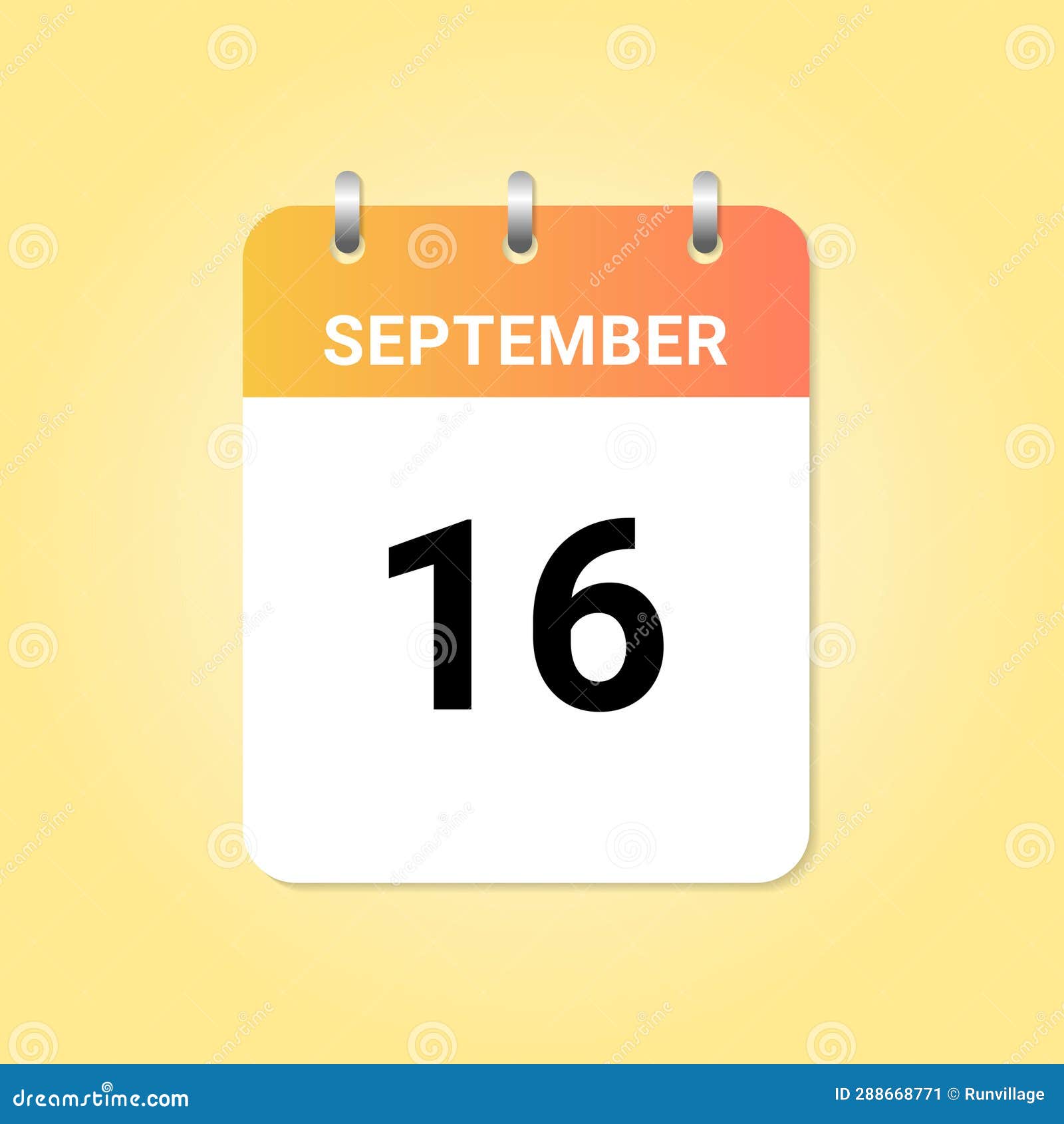 Daily Calendar 16th of September Month on White Paper Note Stock ...