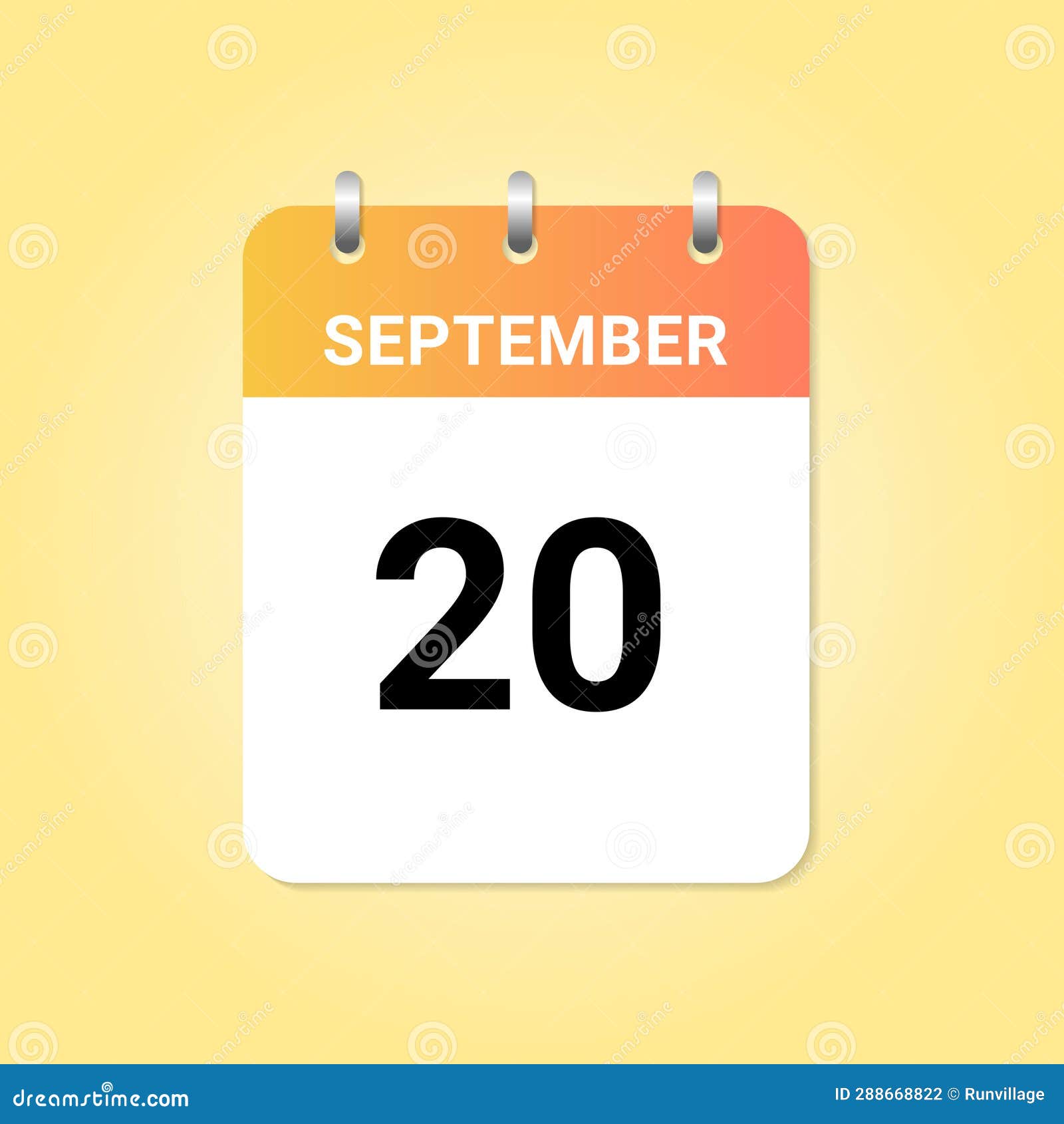 Daily Calendar 20th of September Month on White Paper Note Stock ...