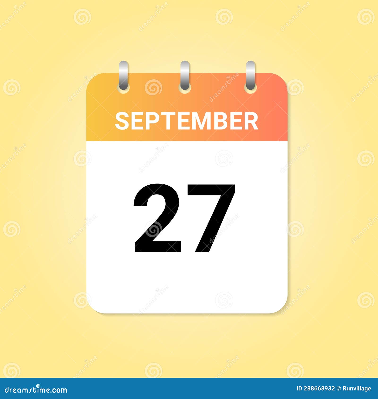 Daily Calendar 27th of September Month on White Paper Note Stock Vector ...
