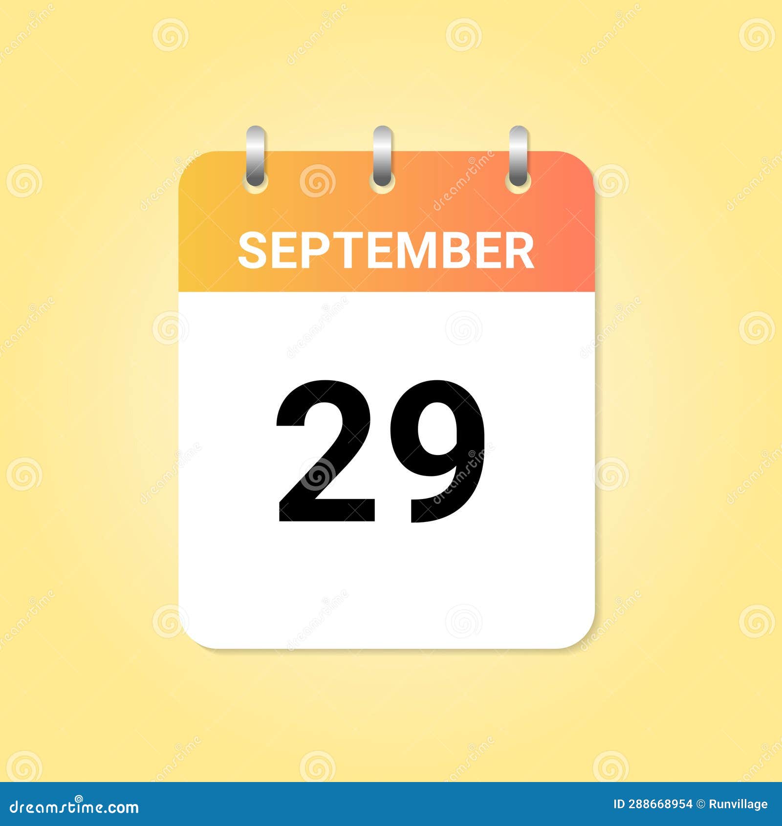 Daily Calendar 29th of September Month on White Paper Note Stock Vector ...