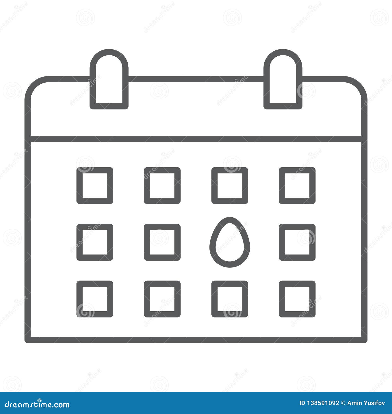 Calendar Thin Line Icon, Month and Day, Reminder Sign, Vector Graphics ...