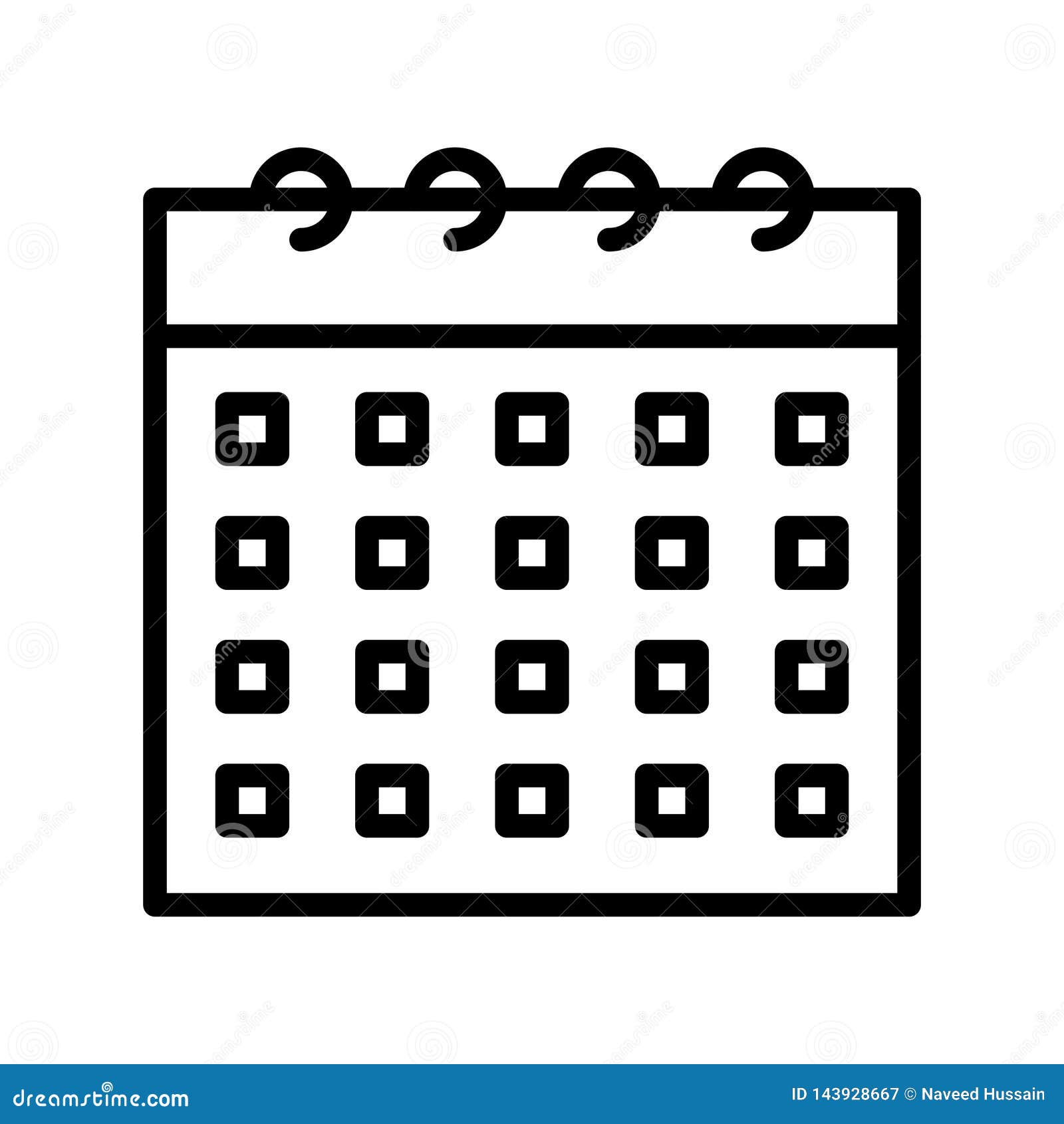 Calendar Thin Line Vector Icon Stock Illustration - Illustration of ...