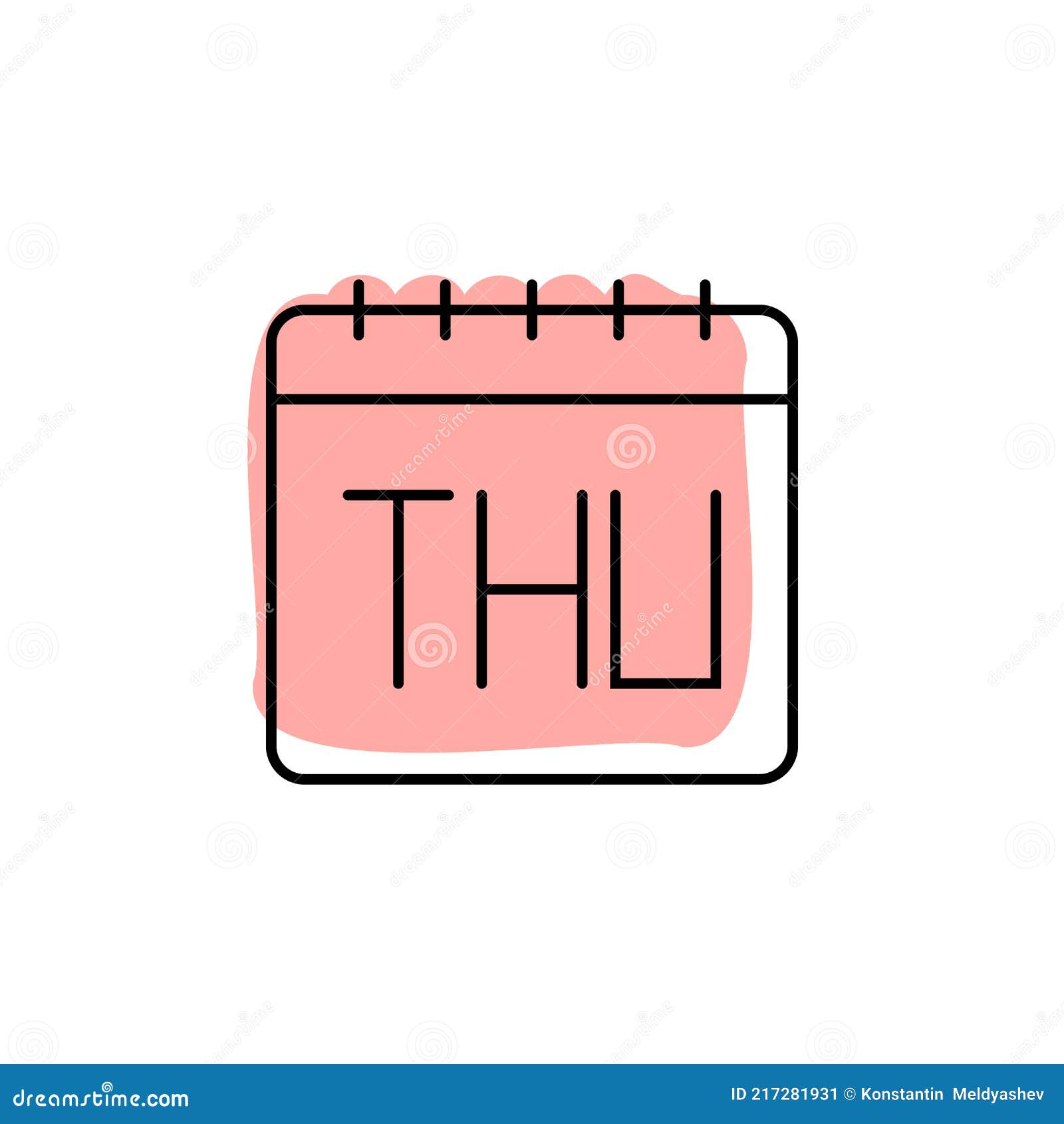 Calendar, Thursday with Color Shadow Vector Icon in Calendar Set Stock ...