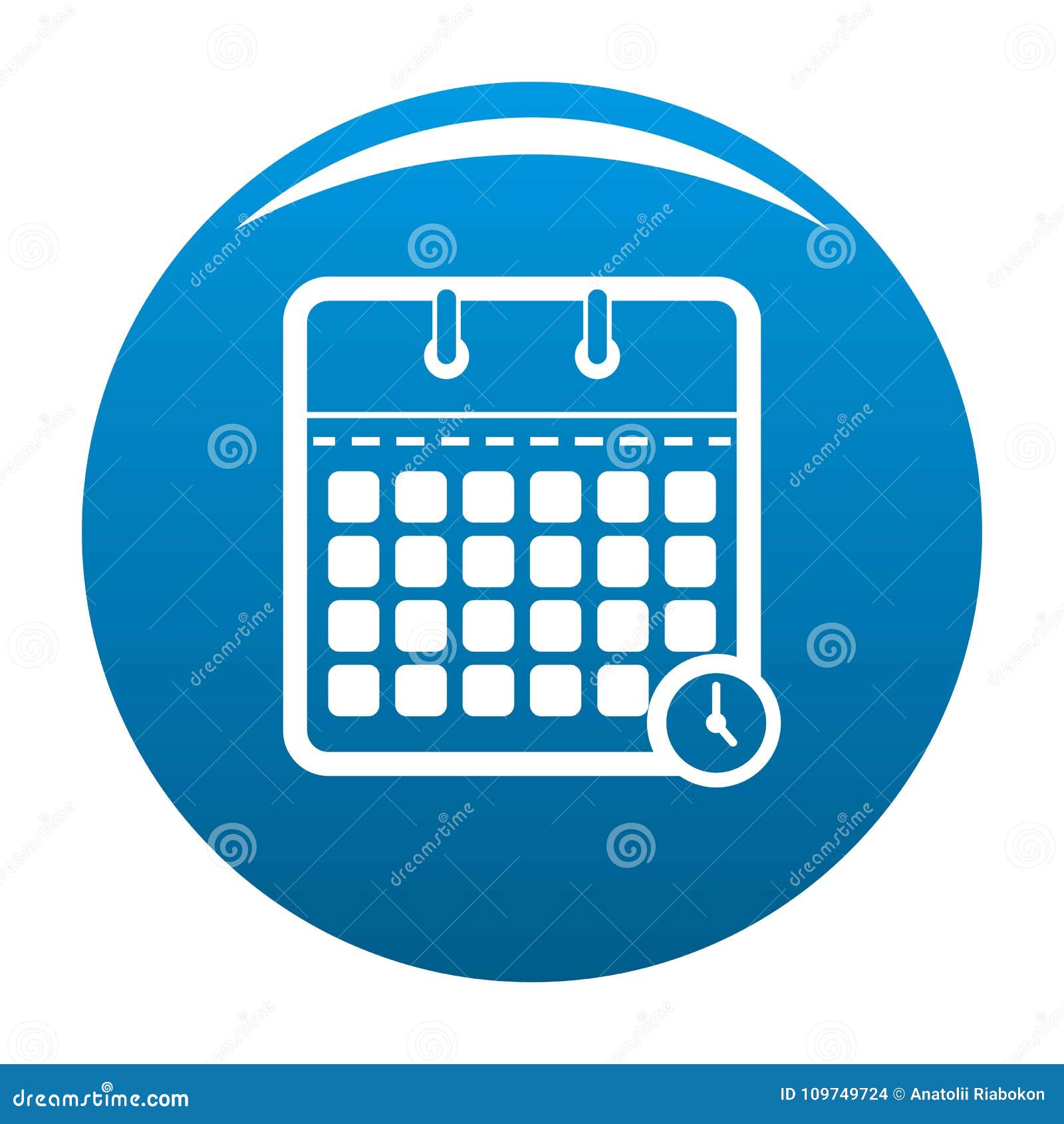 Calendar Time Icon Blue Vector Stock Vector - Illustration of meeting ...