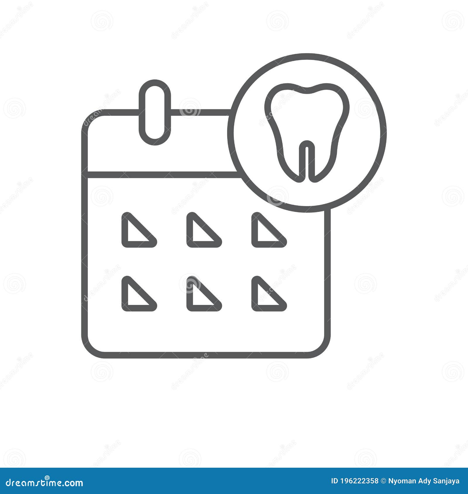 Calendar with Tooth Vector Icon Symbol Isolated on White Background ...
