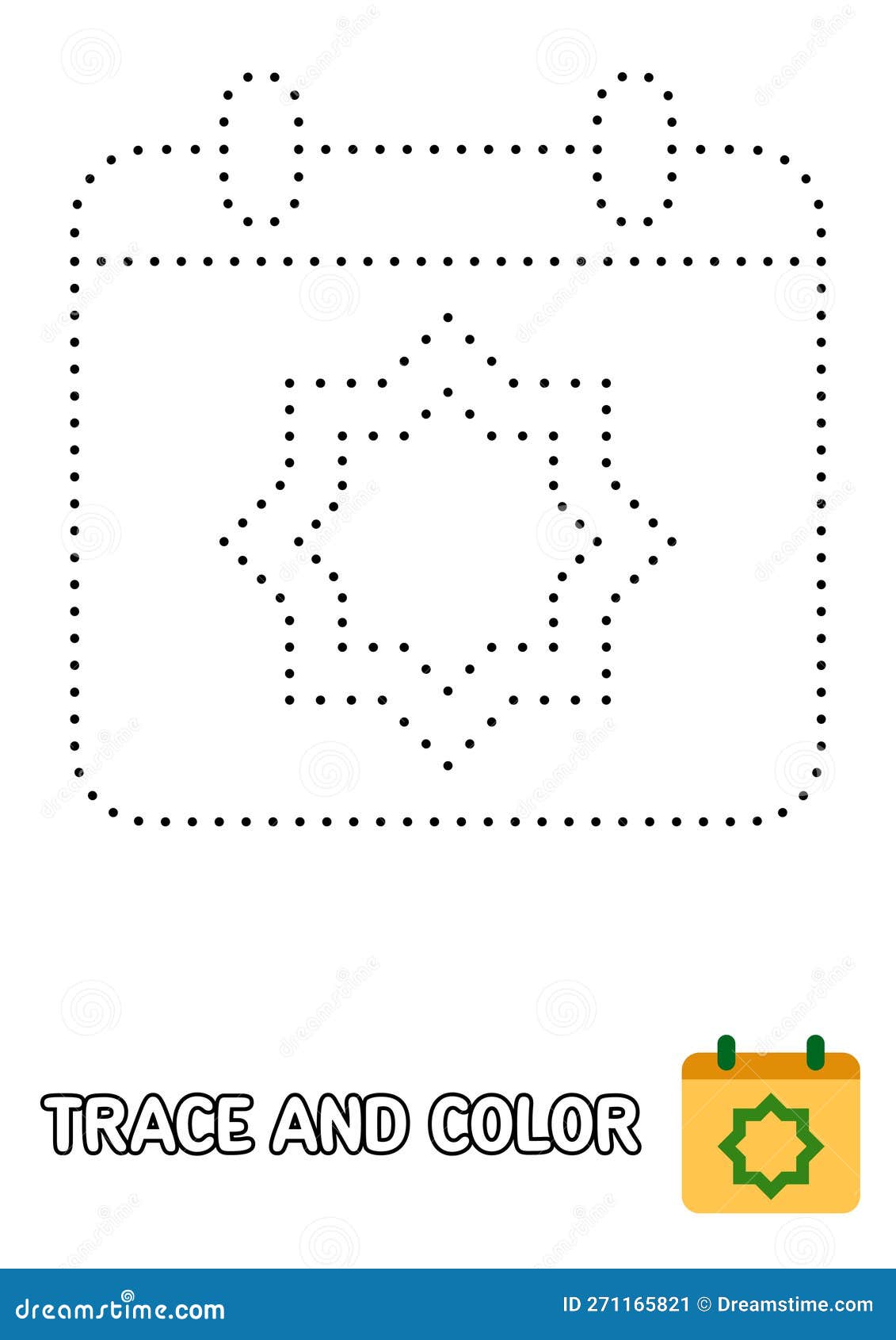 Calendar Tracing and Coloring Worksheet for Kids Stock Vector ...