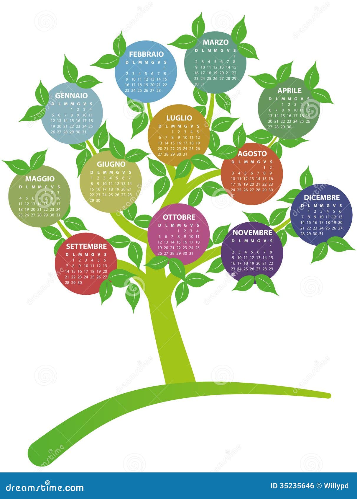 2014 calendar tree stock vector. Illustration of planning - 35235646