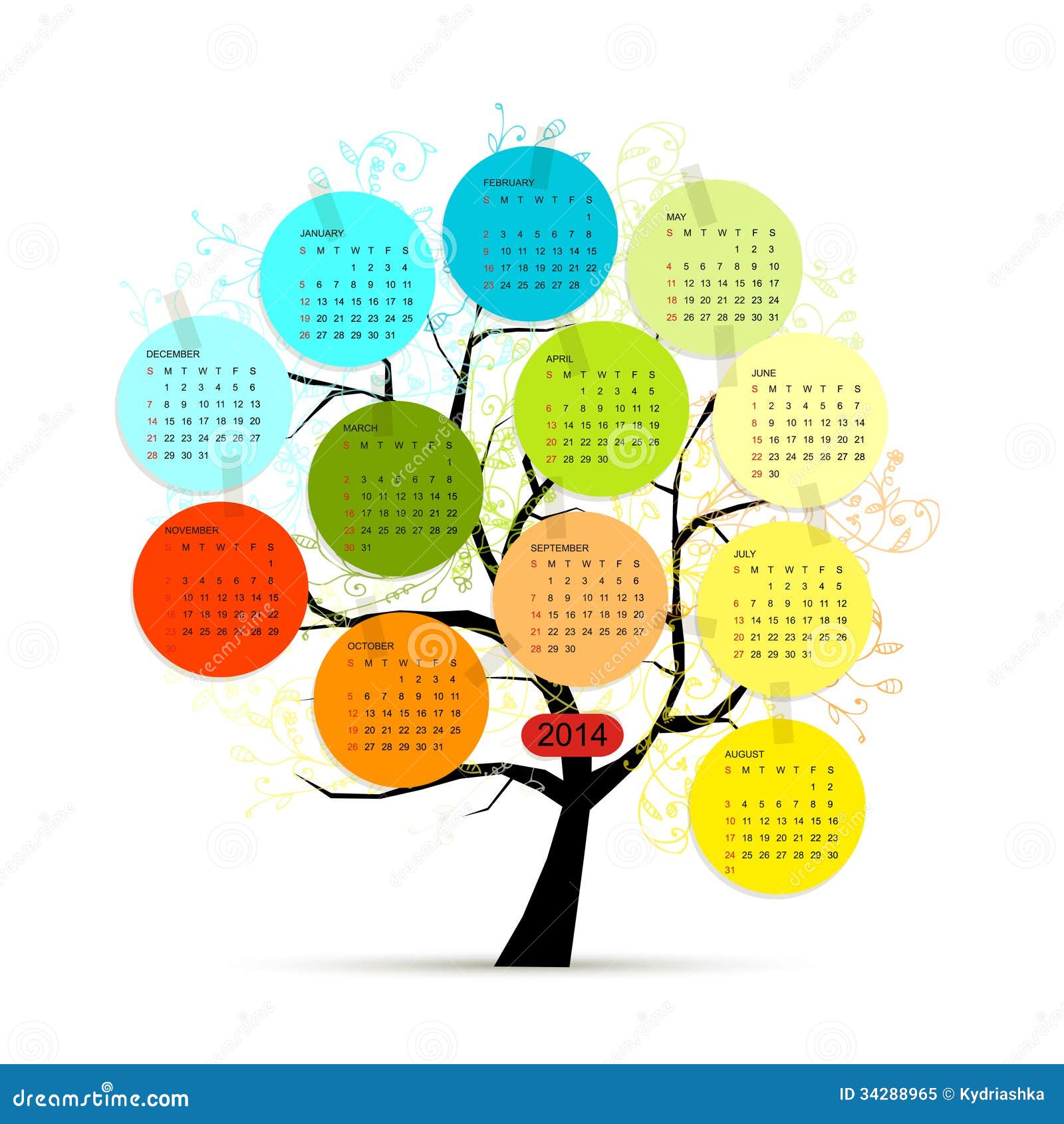 Calendar Tree Your Design Stock Illustrations – 378 Calendar Tree Your ...