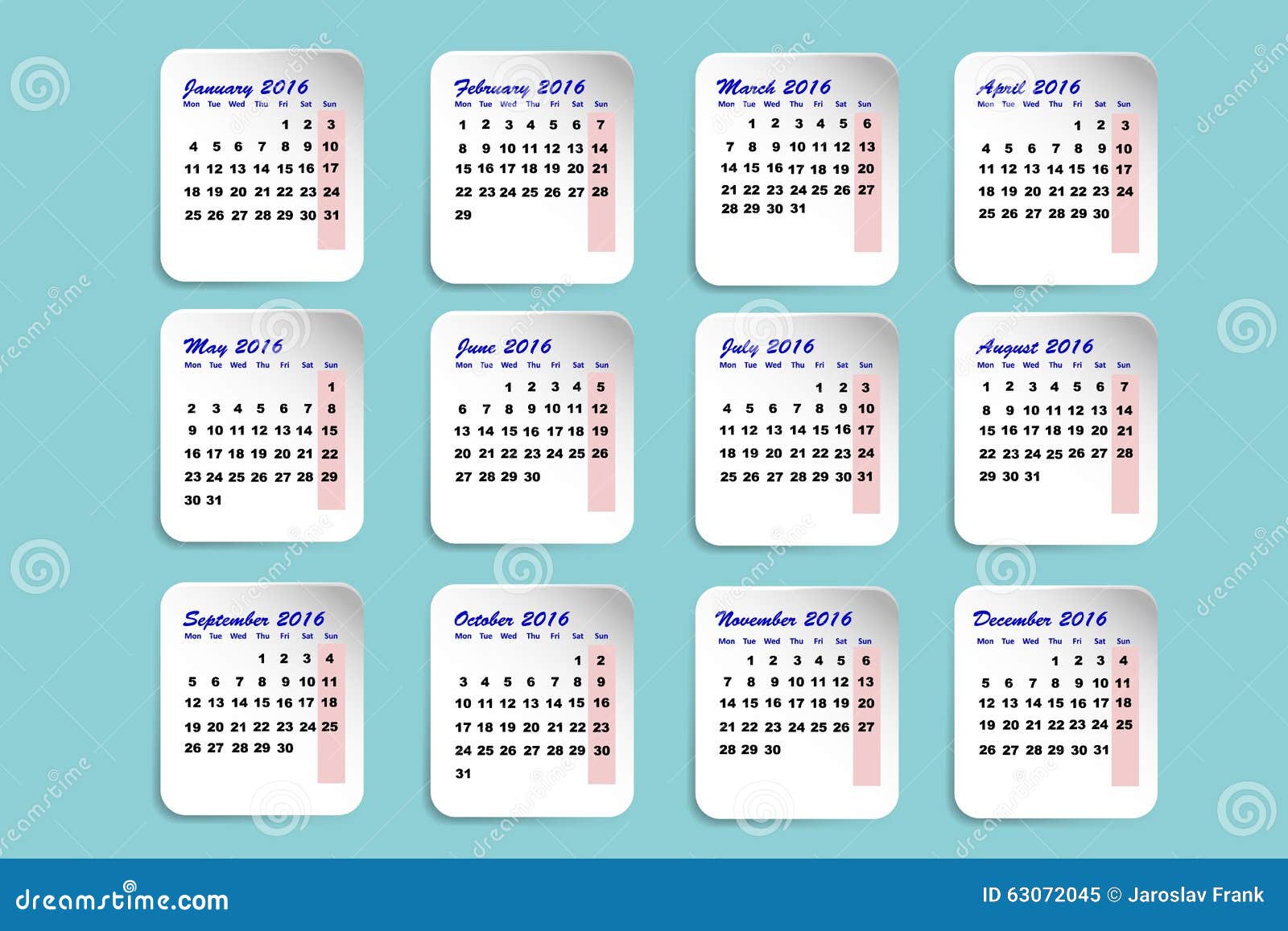 Calendar for 2016 stock illustration. Illustration of notebook - 63072045