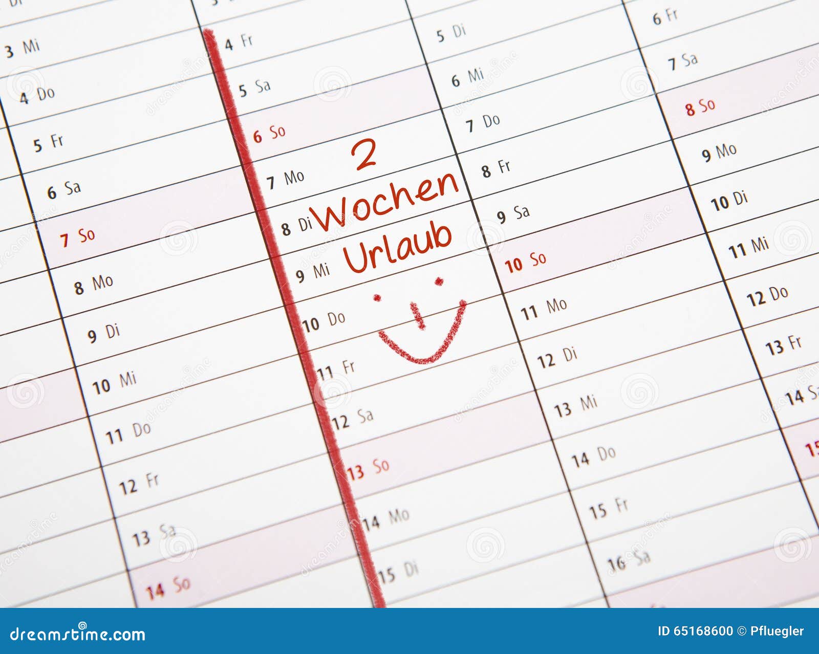 Calendar two week holiday stock photo. Image of organizer - 65168600