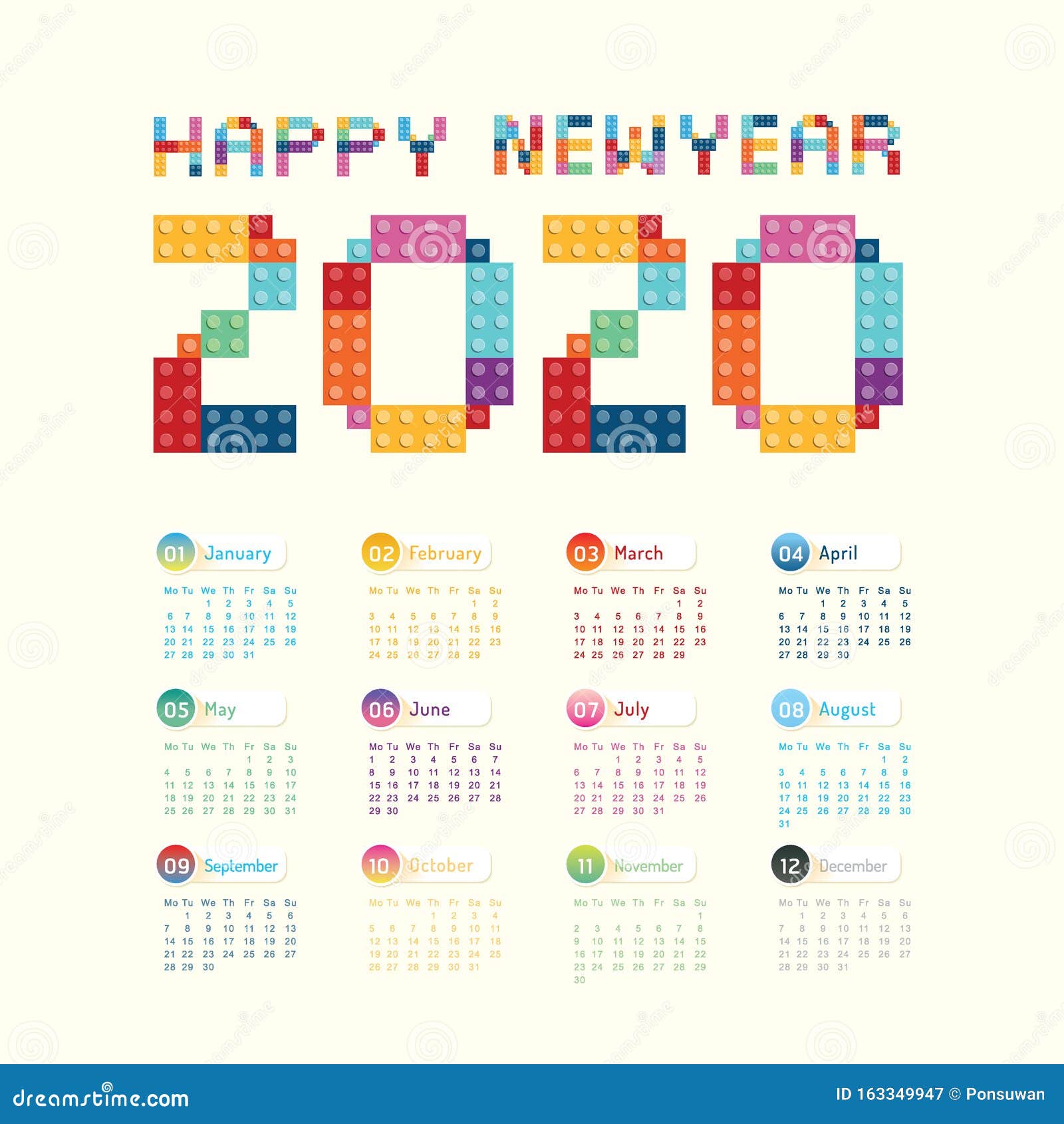 2020 Calendar Calendar Vector Design Stock Vector - Illustration of ...