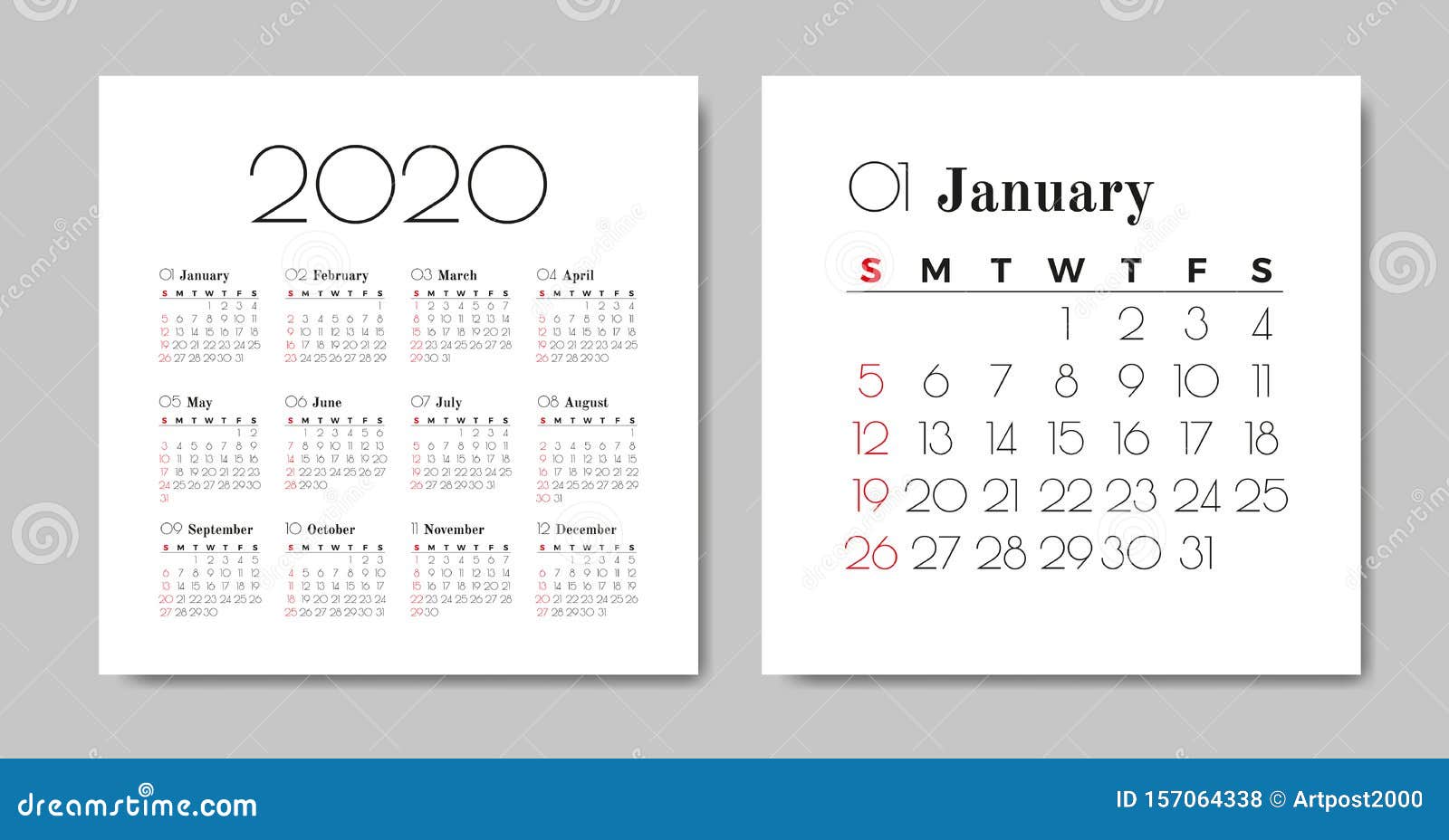Calendar 2020. Vector Design Template Stock Vector - Illustration of ...
