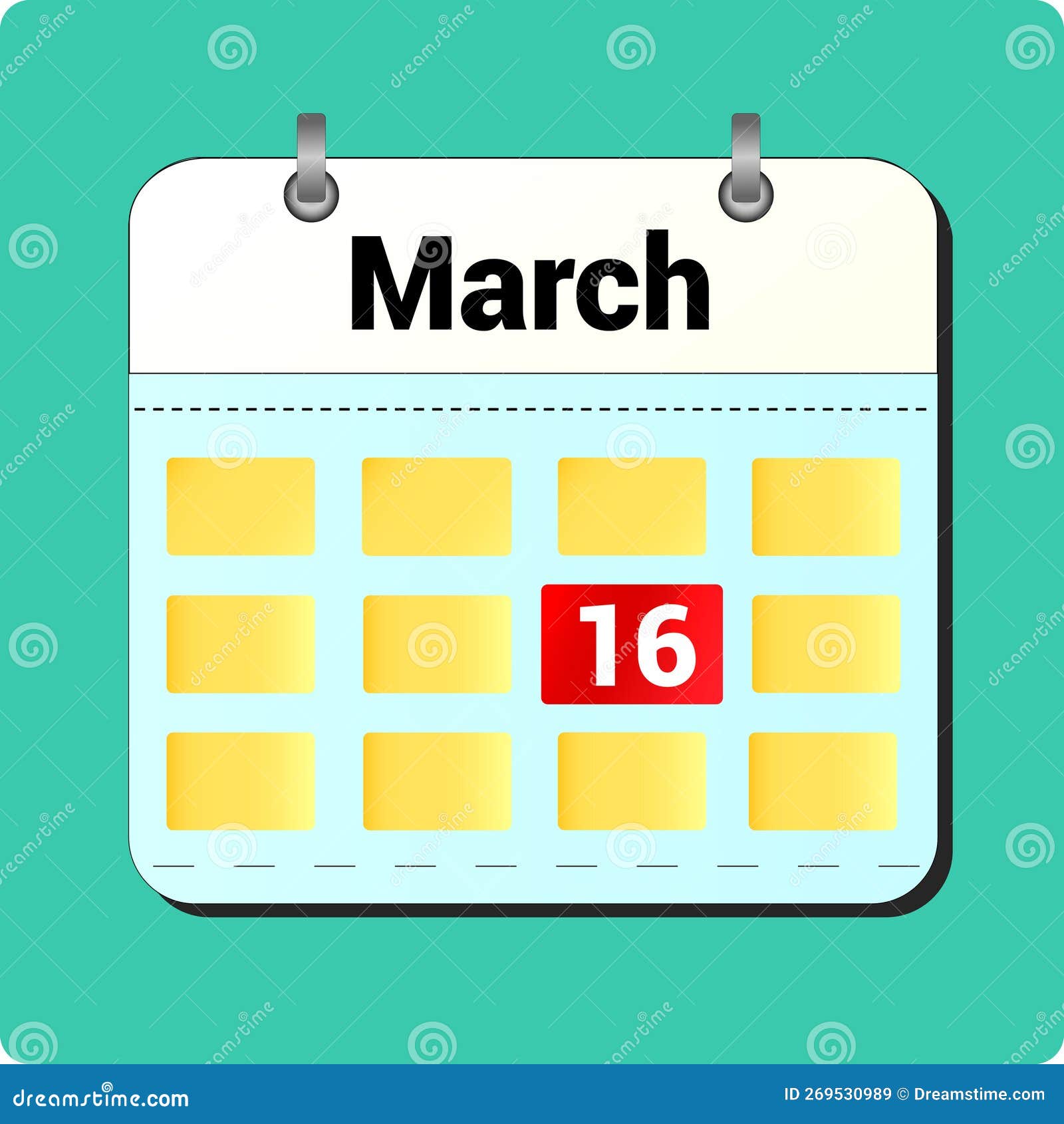 Calendar Vector Drawing, Date March 16 on the Page. Stock Vector ...