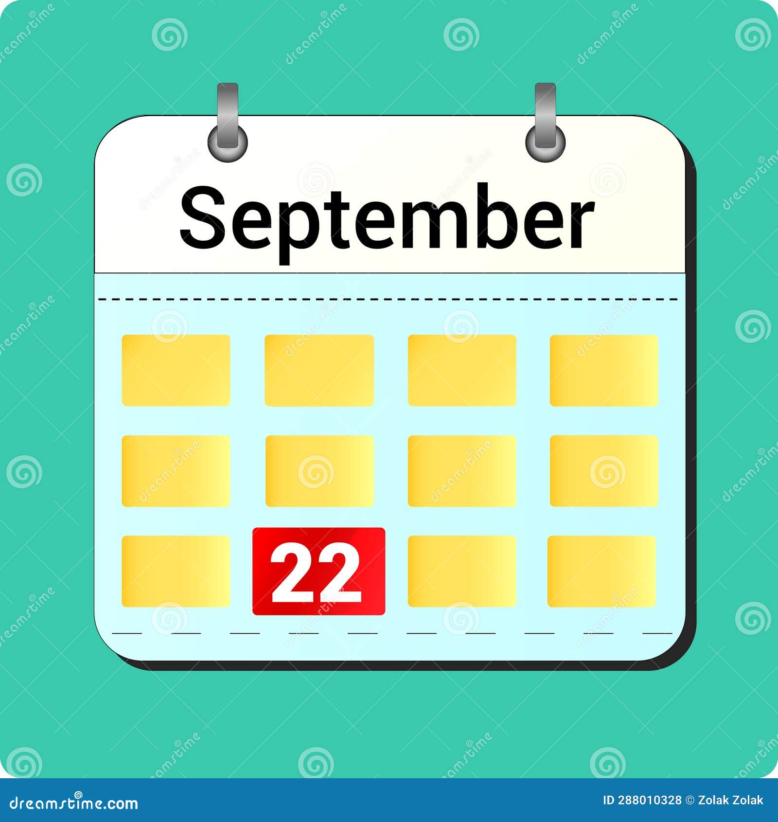 Calendar Vector Drawing, Date September 22 on the Page Stock Vector ...