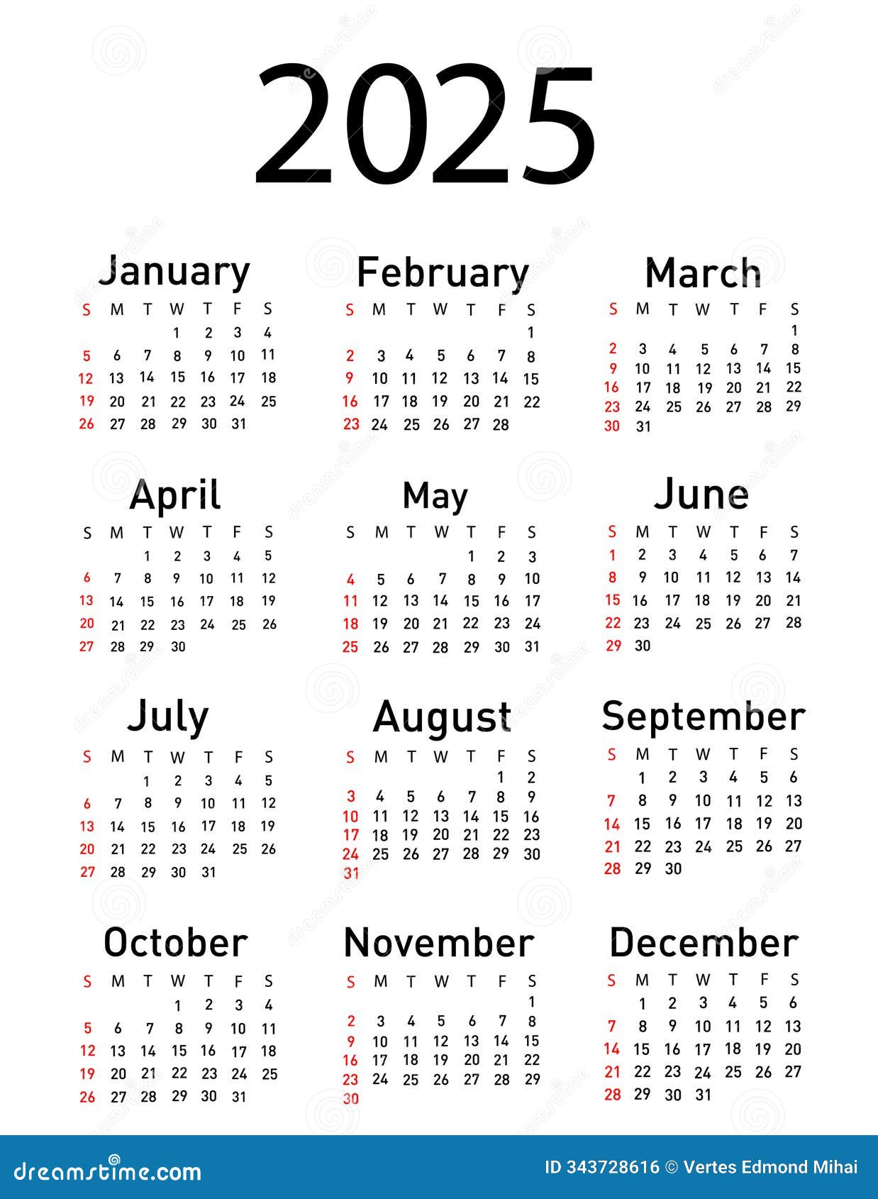 A Set Of 2025 Vector. Modern Colorful 2025 Vector. Year 2025. Colorful ...