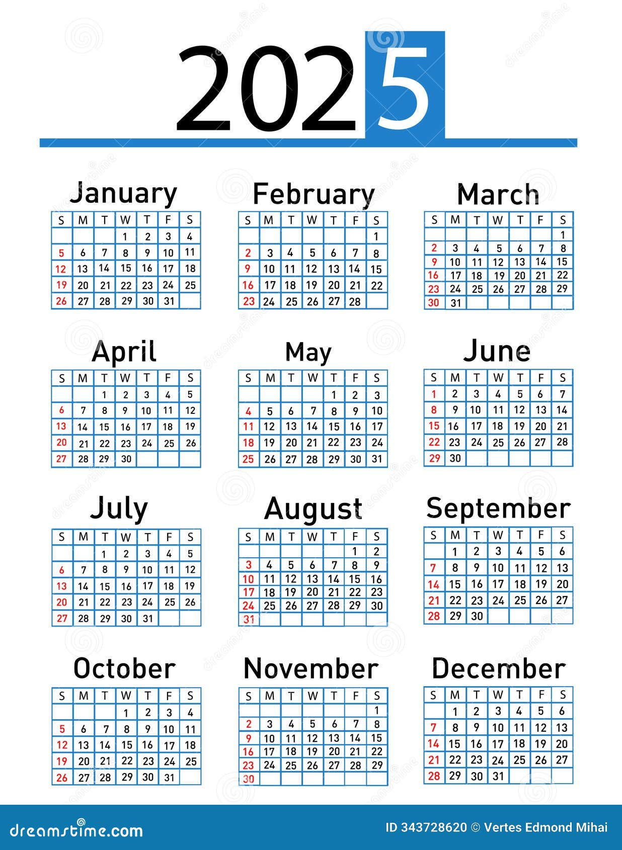 A Set Of 2025 Vector. Modern Colorful 2025 Vector. Year 2025. Colorful ...