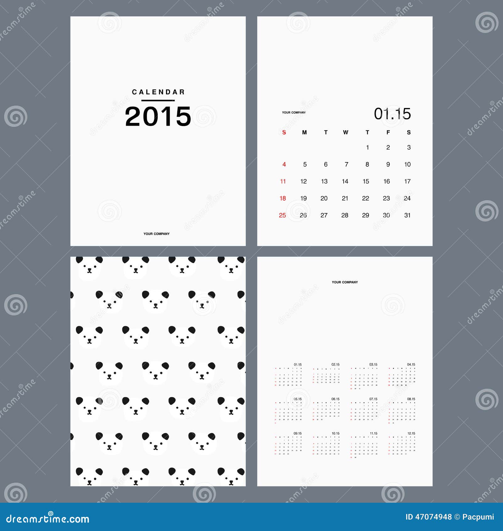 Calendar 2015 Vector Template Stock Vector - Illustration of simple ...