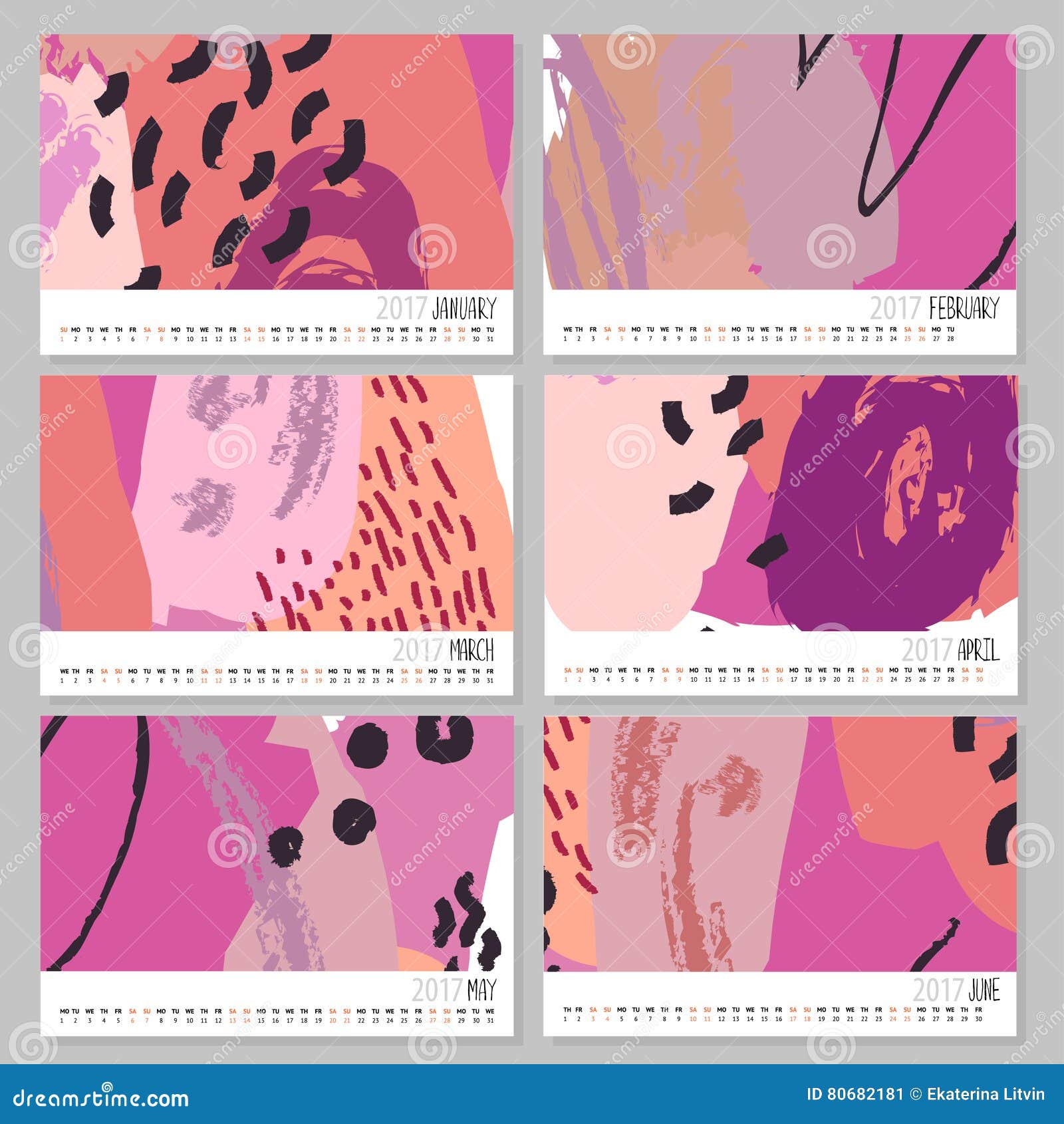 Calendar for 2017 Vector Template Stock Vector - Illustration of march ...