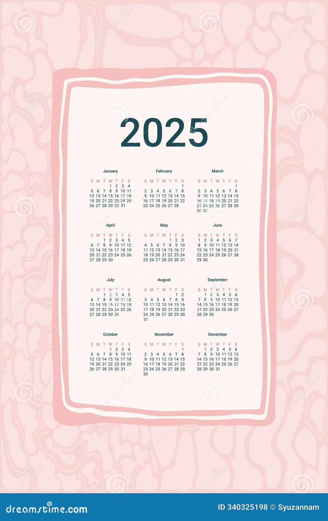 2025 Calendar. Vertical Banner with Frame. Vector Flat Illustration ...
