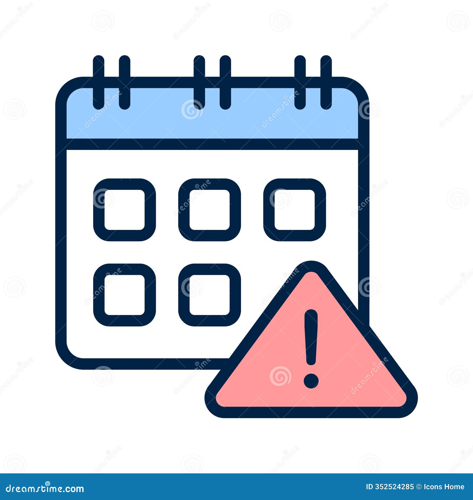 A Calendar with a Warning Sign, Concept Icon of Calendar Alert Stock ...