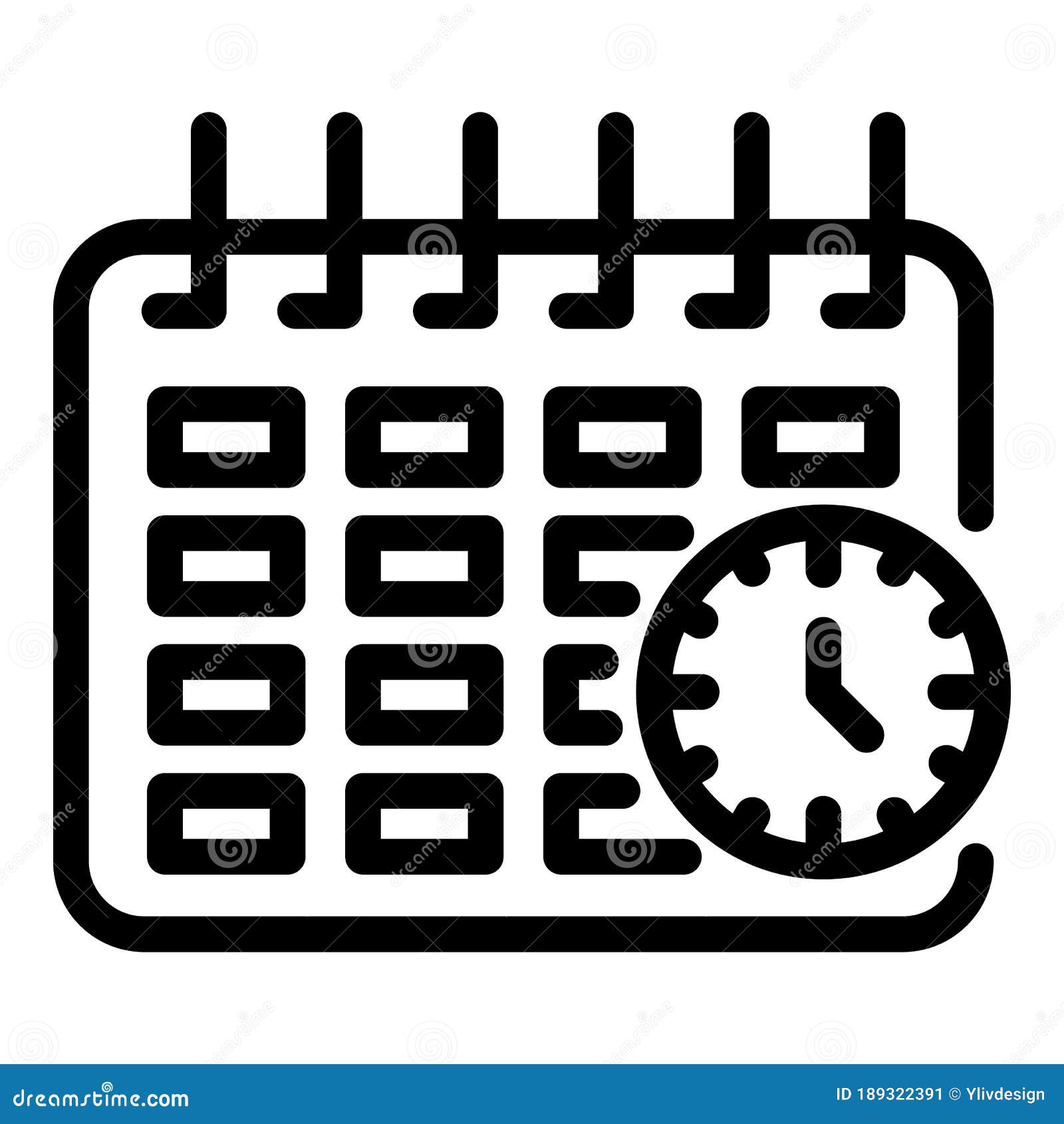 Calendar and Watch Icon, Outline Style Stock Vector - Illustration of ...