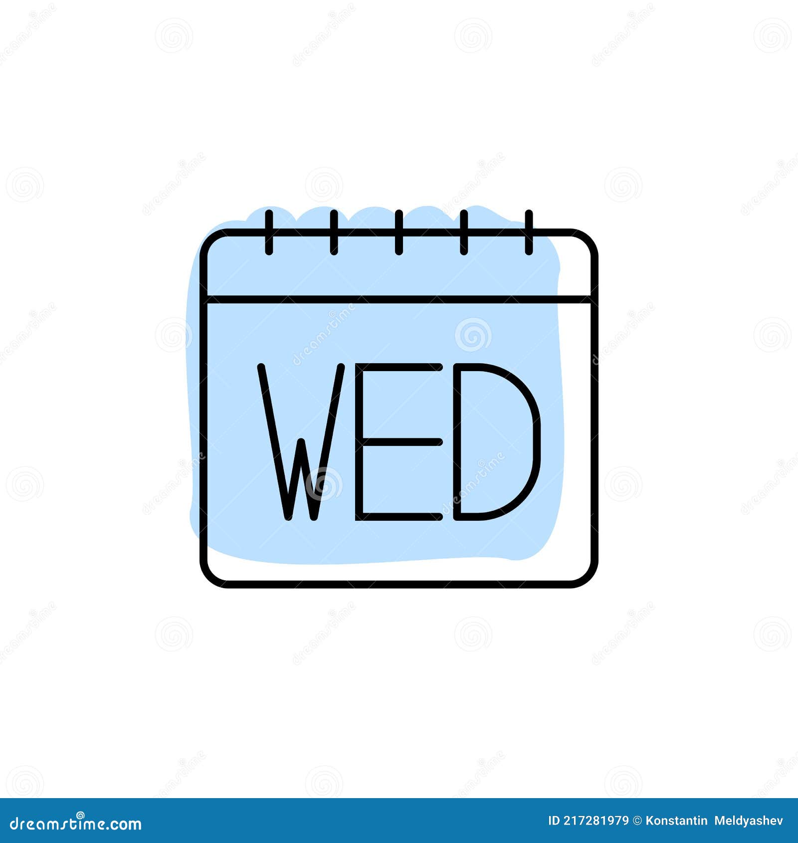 Calendar, Wednesday with Color Shadow Vector Icon in Calendar Set Stock ...