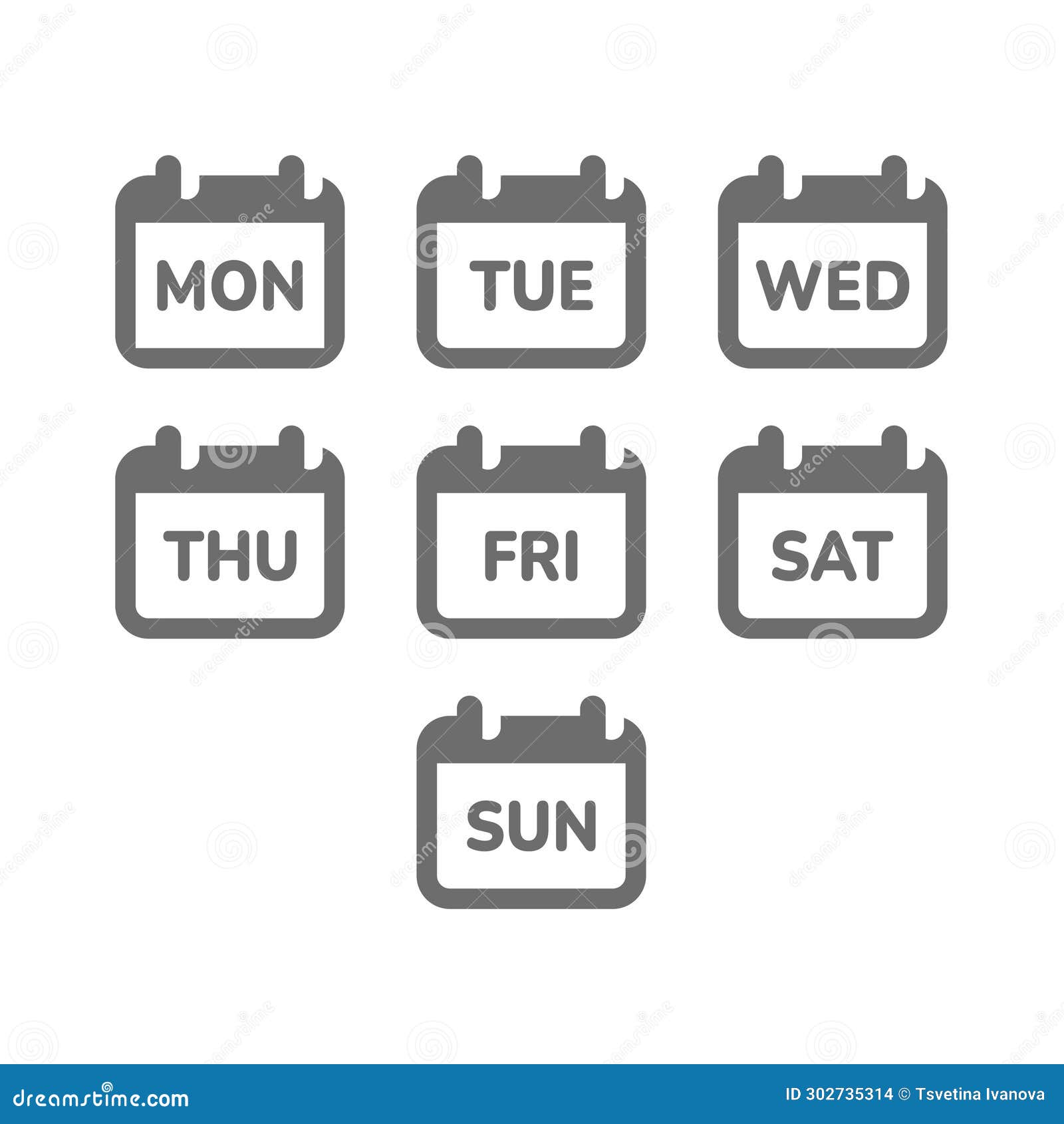 Calendar with Week Days Icon Set Stock Vector - Illustration of ...