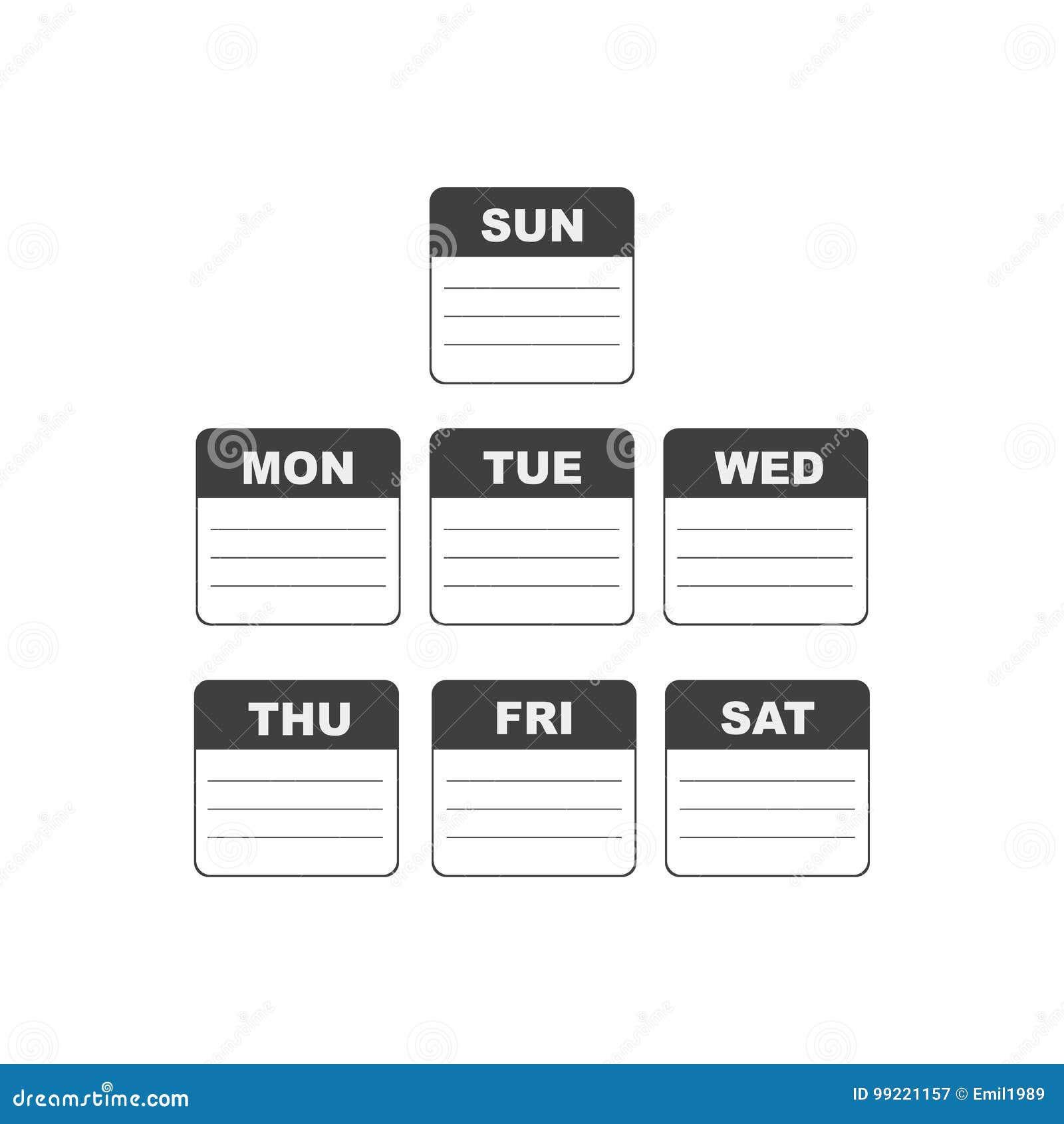 Calendar week planner stock vector. Illustration of graphic - 99221157
